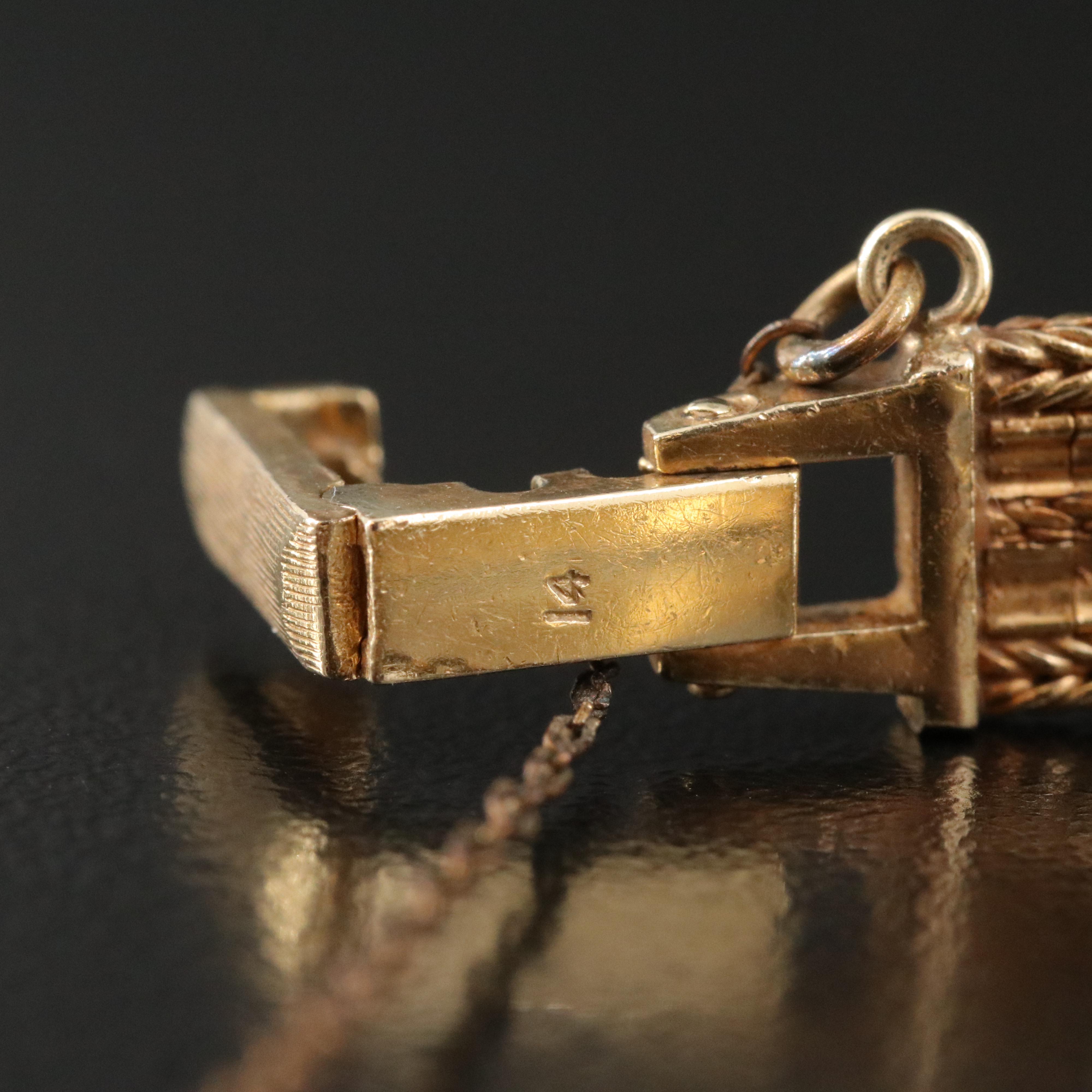 14K Jean Sybe Opal Dial Covered Stem Wind Watch | EBTH