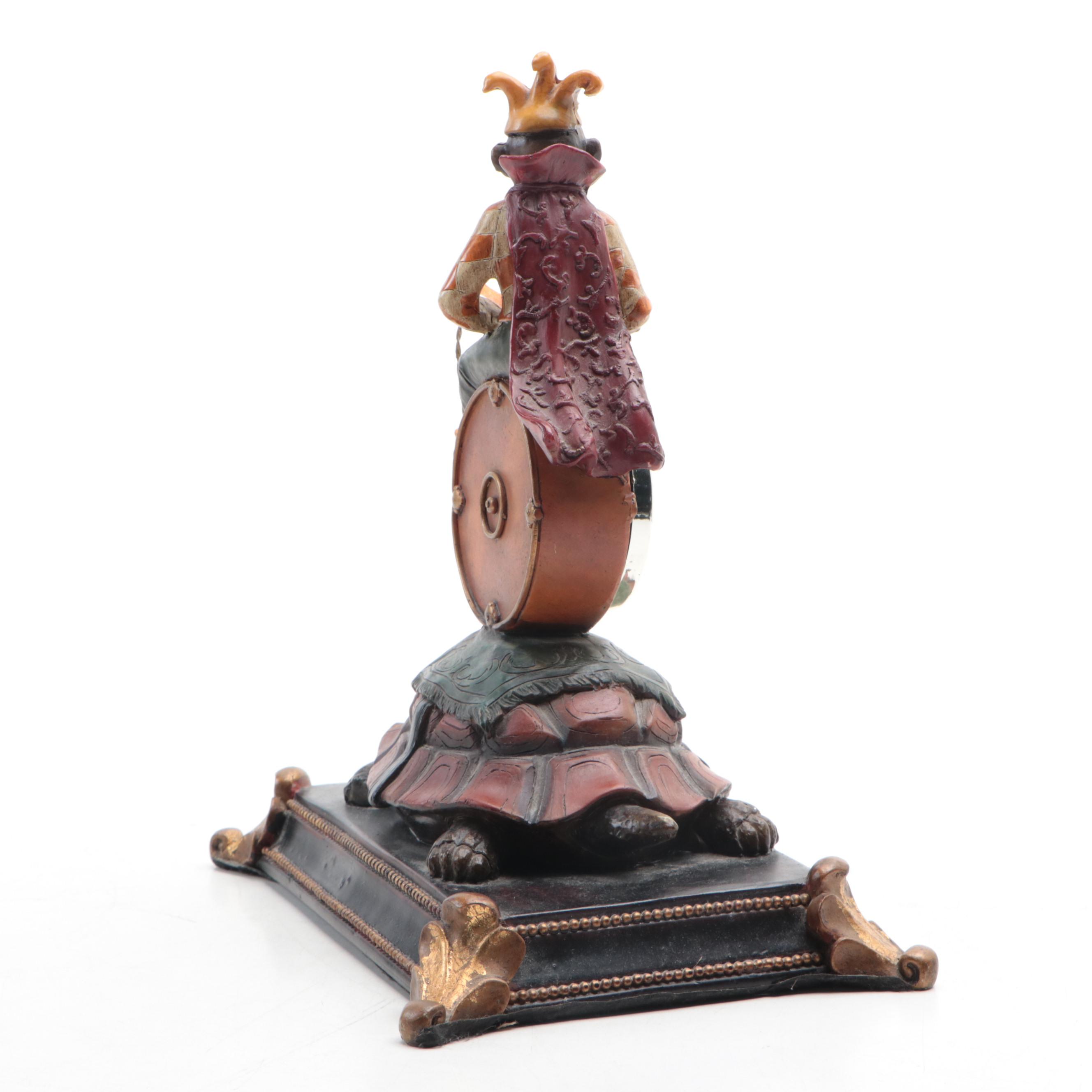 Mantel Clock with Jester Chimpanzee Riding Turtle | EBTH