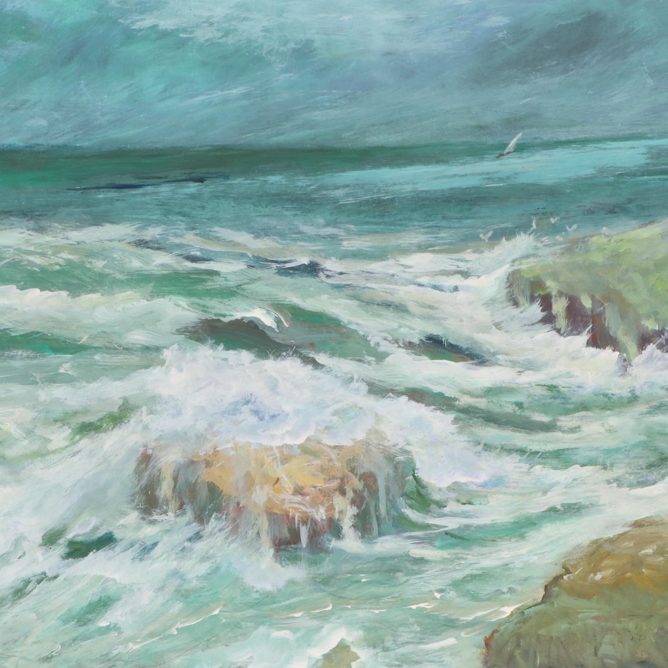 Robert Riddle-Baker Seascape Acrylic Painting "Rocky View," 2022 | EBTH