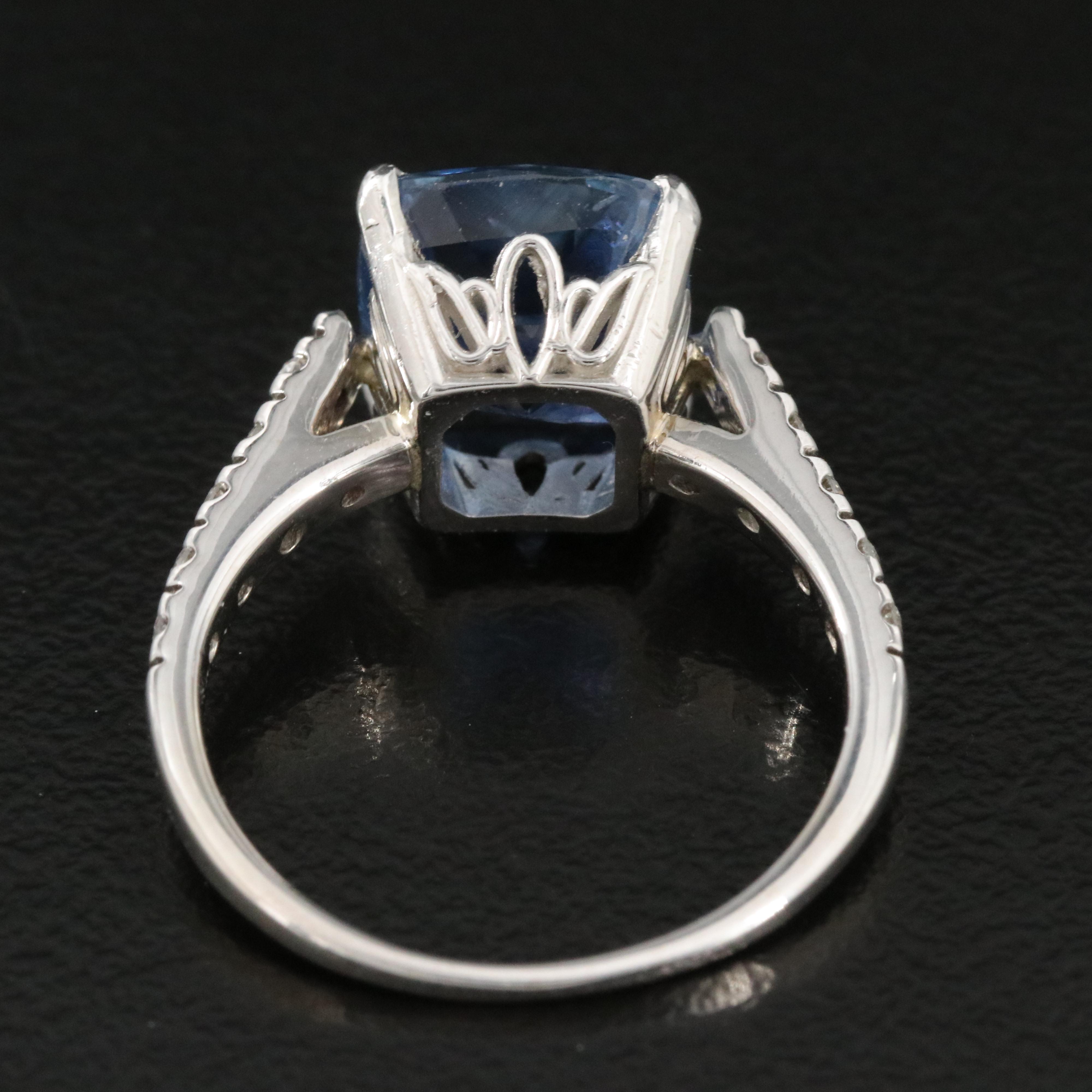 14K 5.00 CT No Heat Cylon Sapphire and Diamond Ring with GIA Report | EBTH