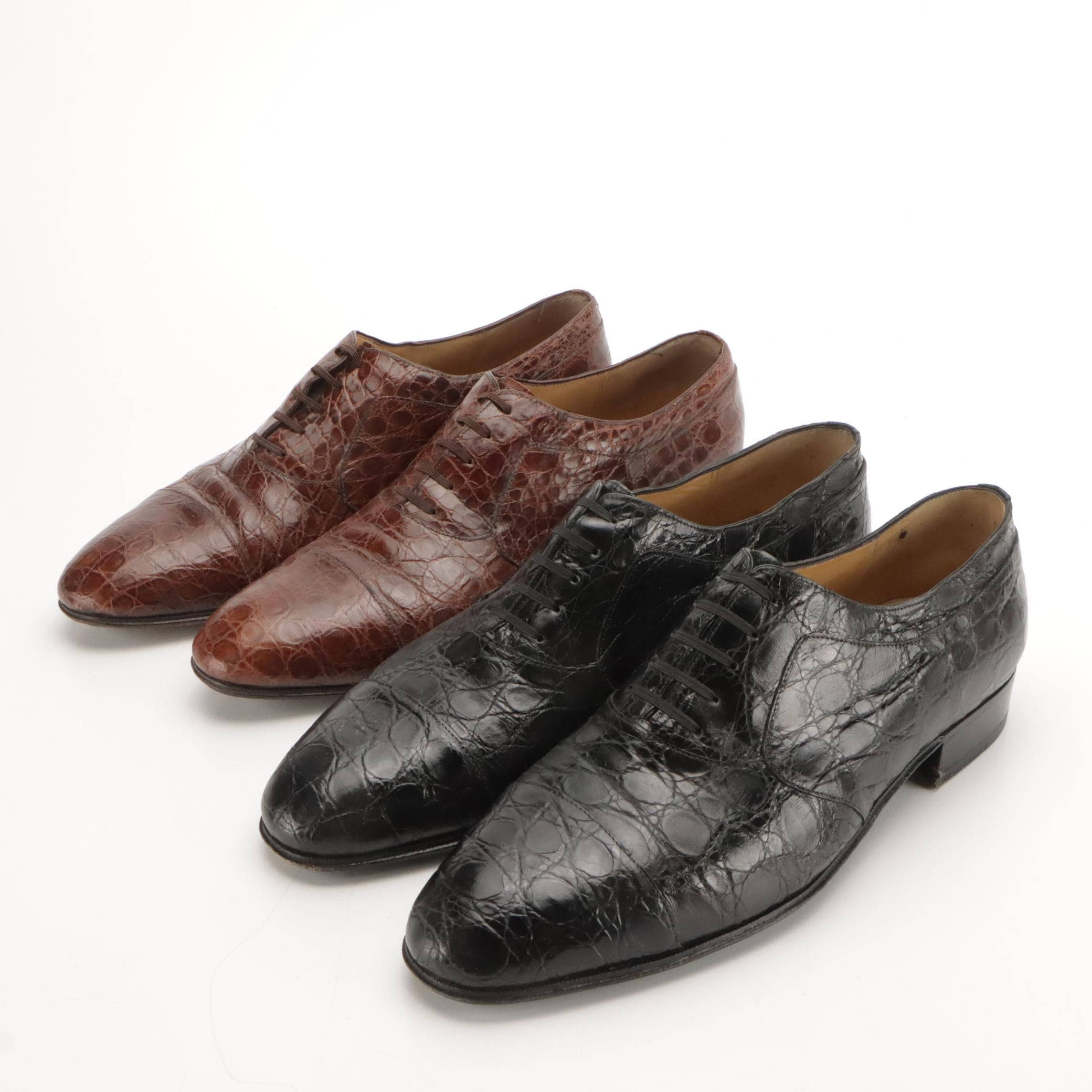 Men's Artioli Star Alligator Oxfords in Black/Brown | EBTH