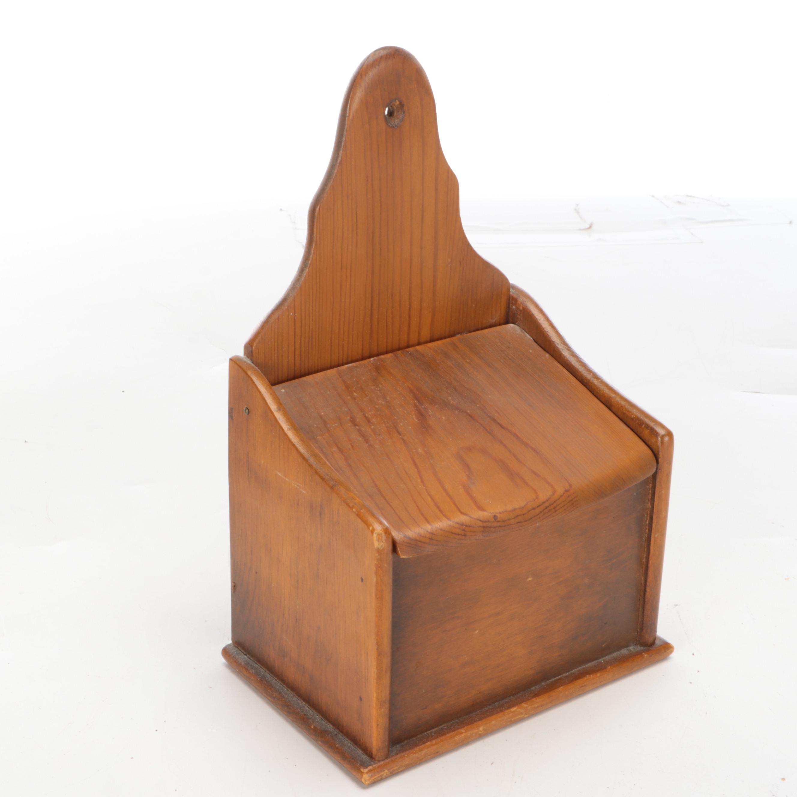 Colonial Style Maple Wall Spice Racks and Salt Bin | EBTH