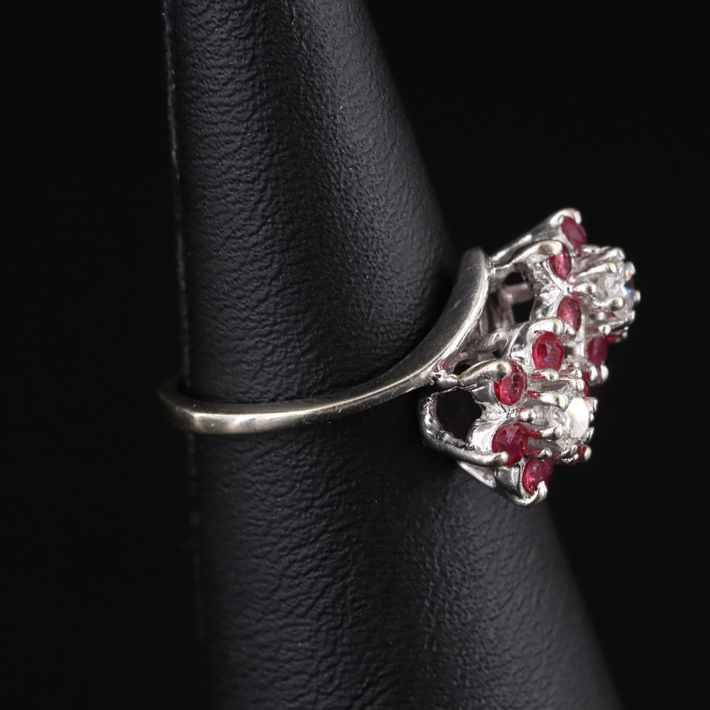 14K Diamond and Ruby Bypass Ring | EBTH