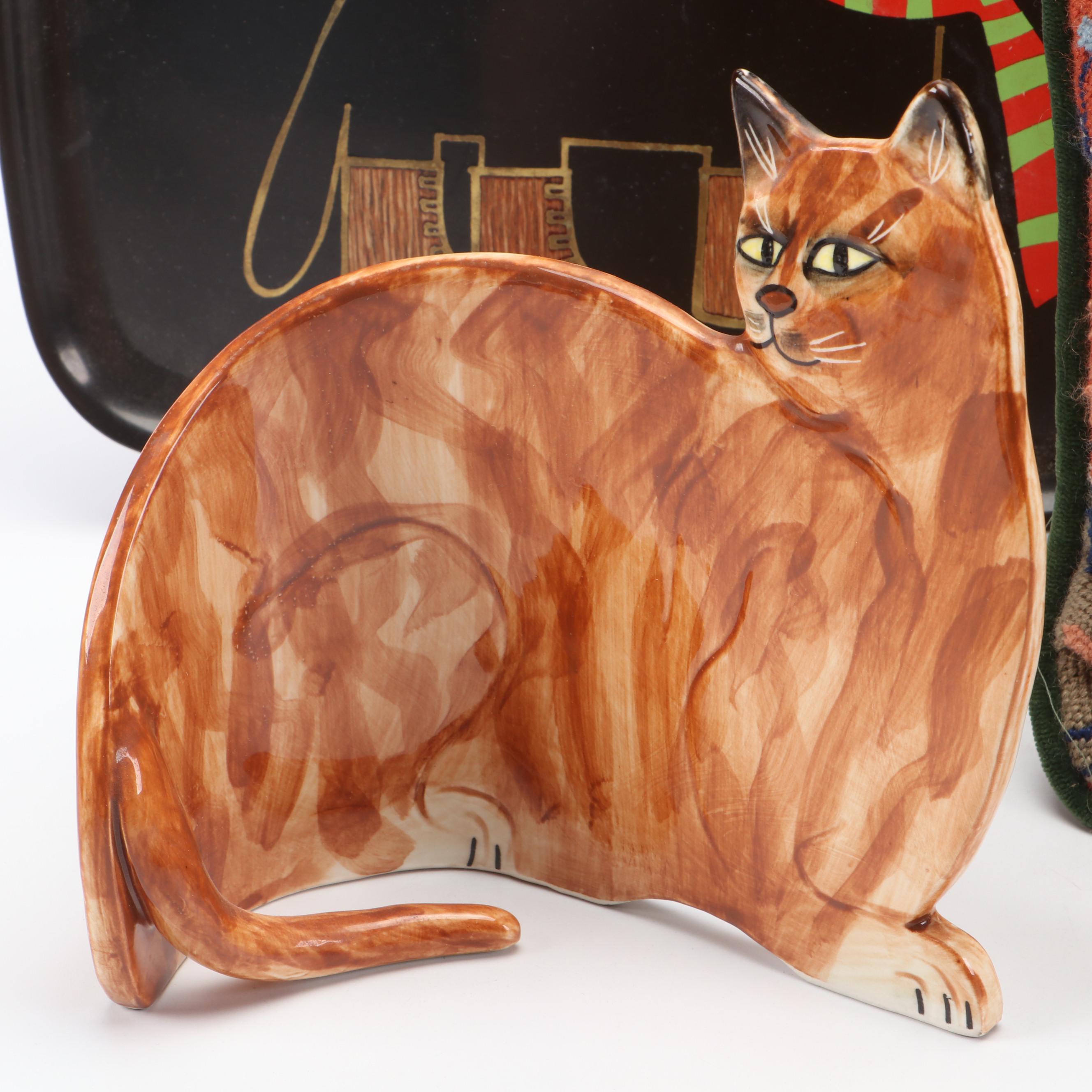 Couroc Cat Composite Tray and Other Cat-Themed Table Accessories | EBTH