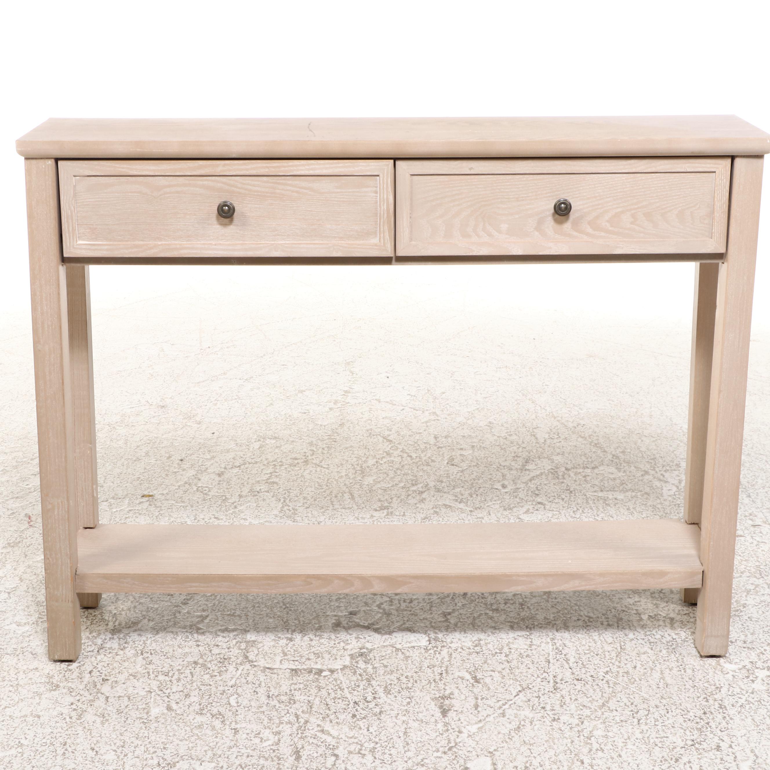 Contemporary Two-Drawer Console Table in Cerused Oak Finish | EBTH