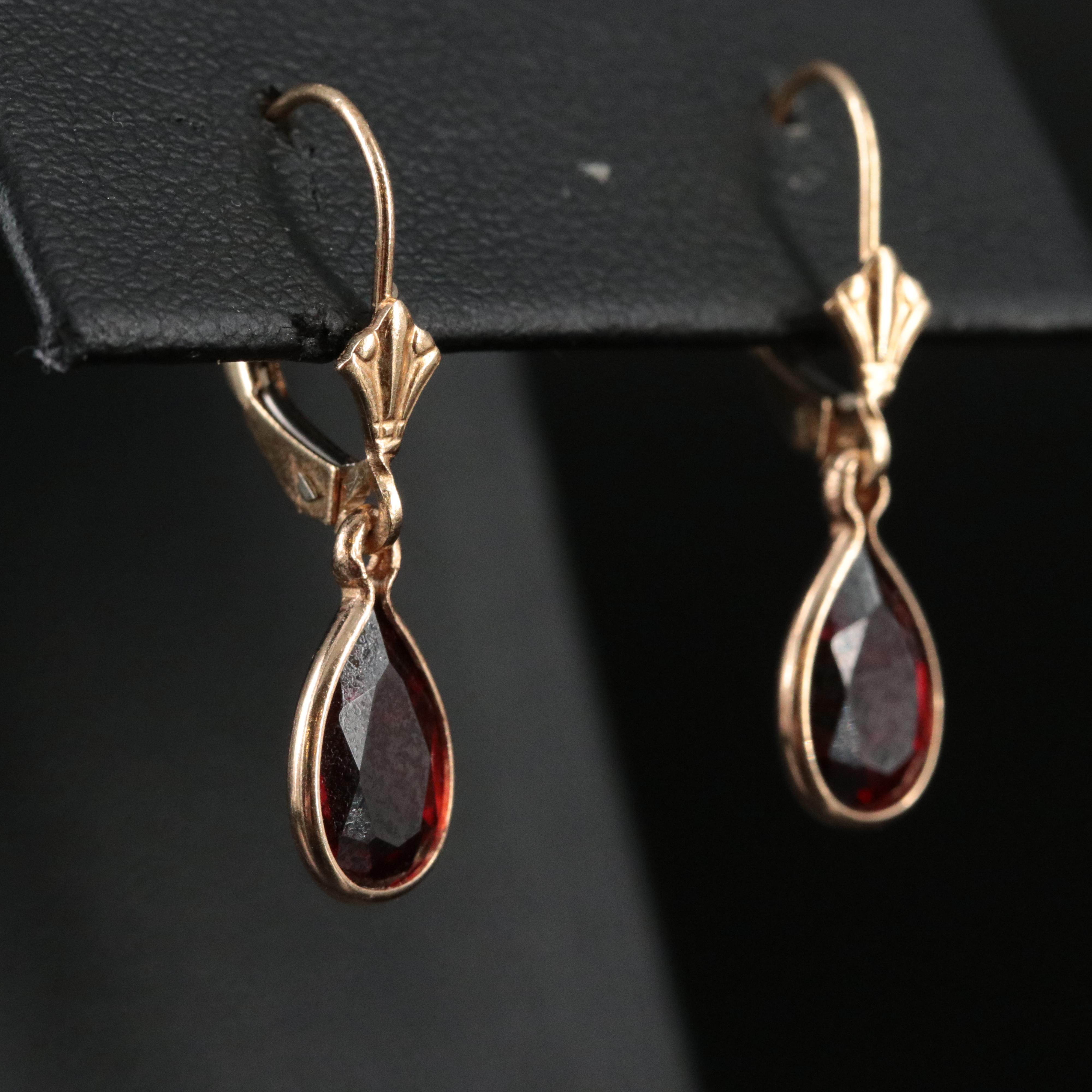 14K Garnet Drop Earrings | EBTH