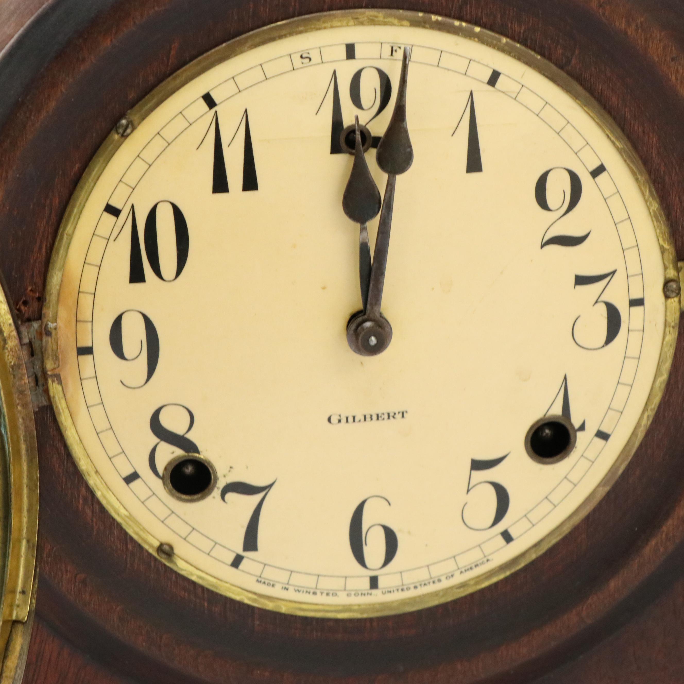 Gilbert Clock Co Art Deco Style Tambour Mantel Clock, Early to Mid-20th ...