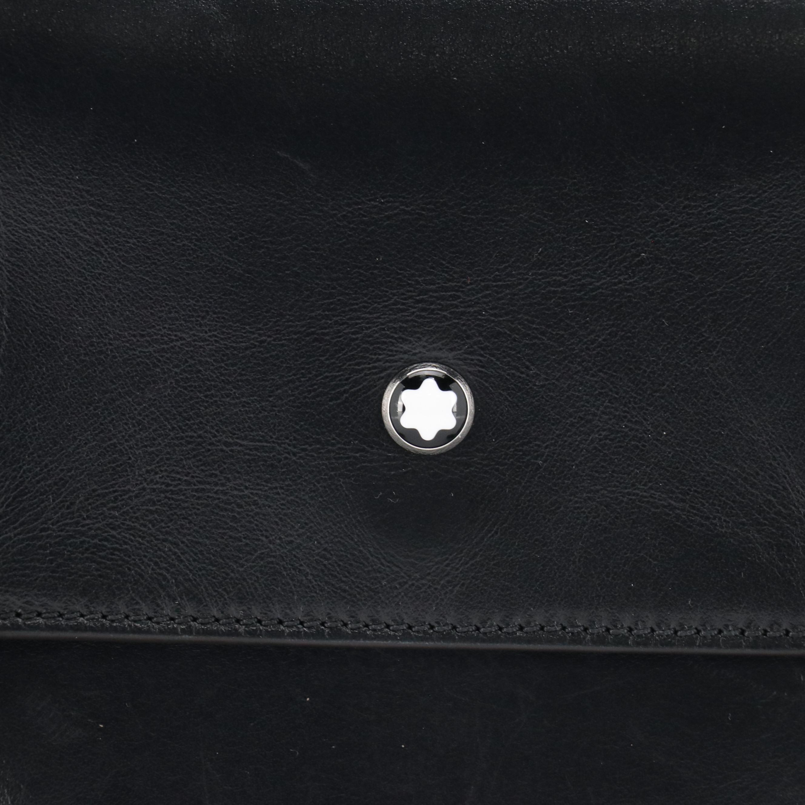 Montblanc Black Leather Front-Flap Crossbody Bag | Everything But The House