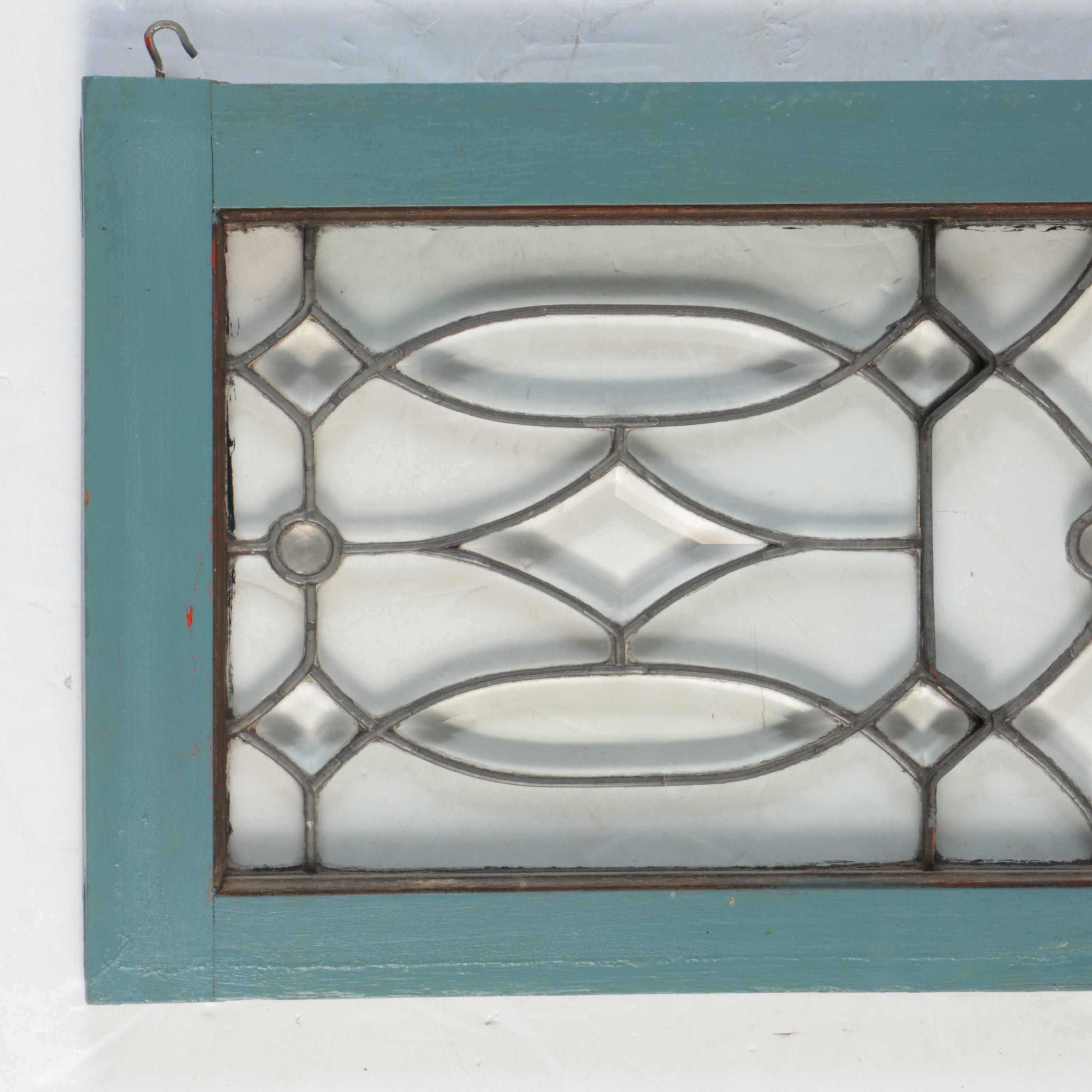 Geometric Beveled Stained Glass Window Panel, Early 20th Century | EBTH