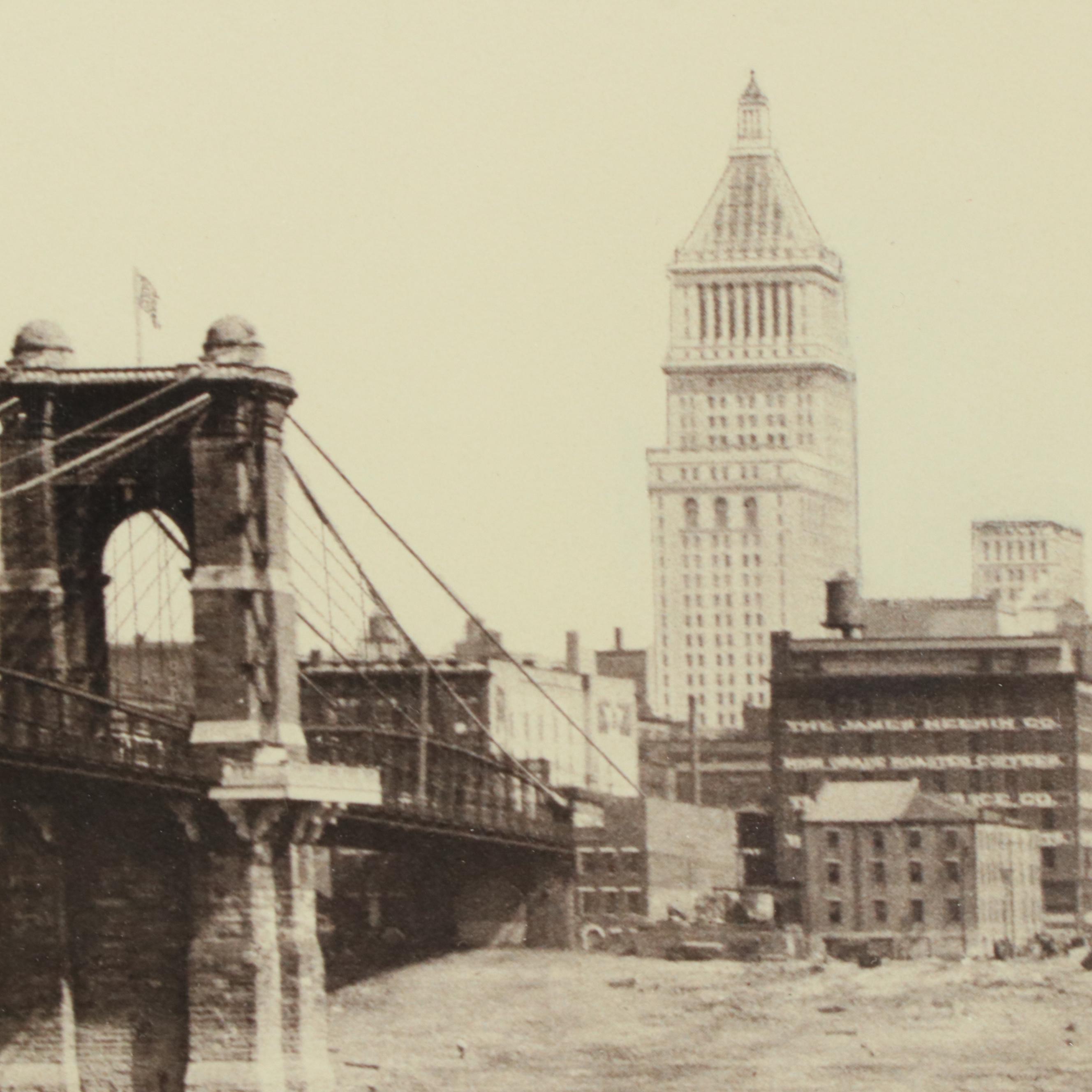 Halftone of Downtown Cincinnati Riverfront and Ohio River | EBTH