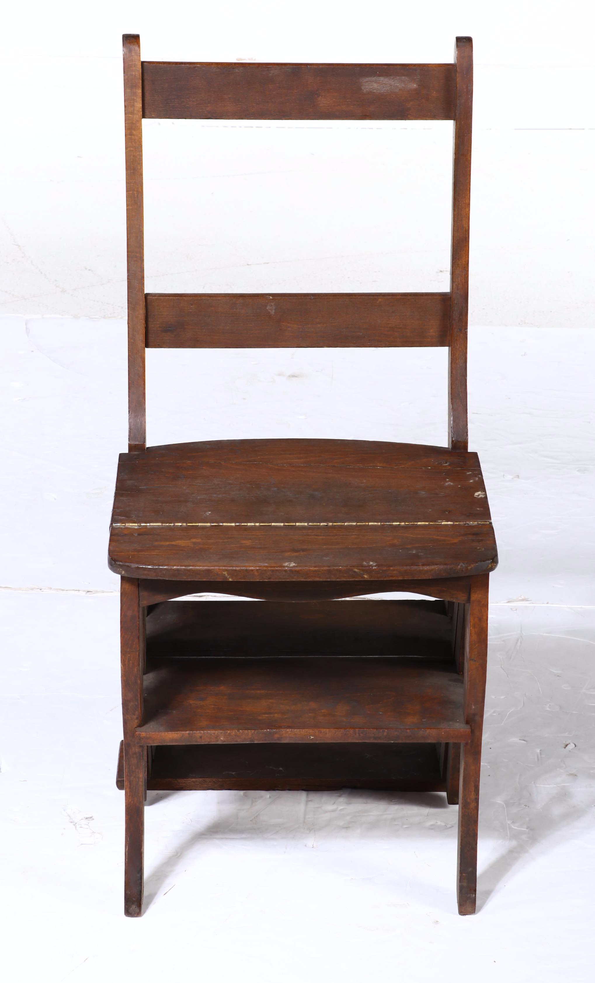 Hardwood Metamorphic Library Chair/Ladder, Early 20th Century ...