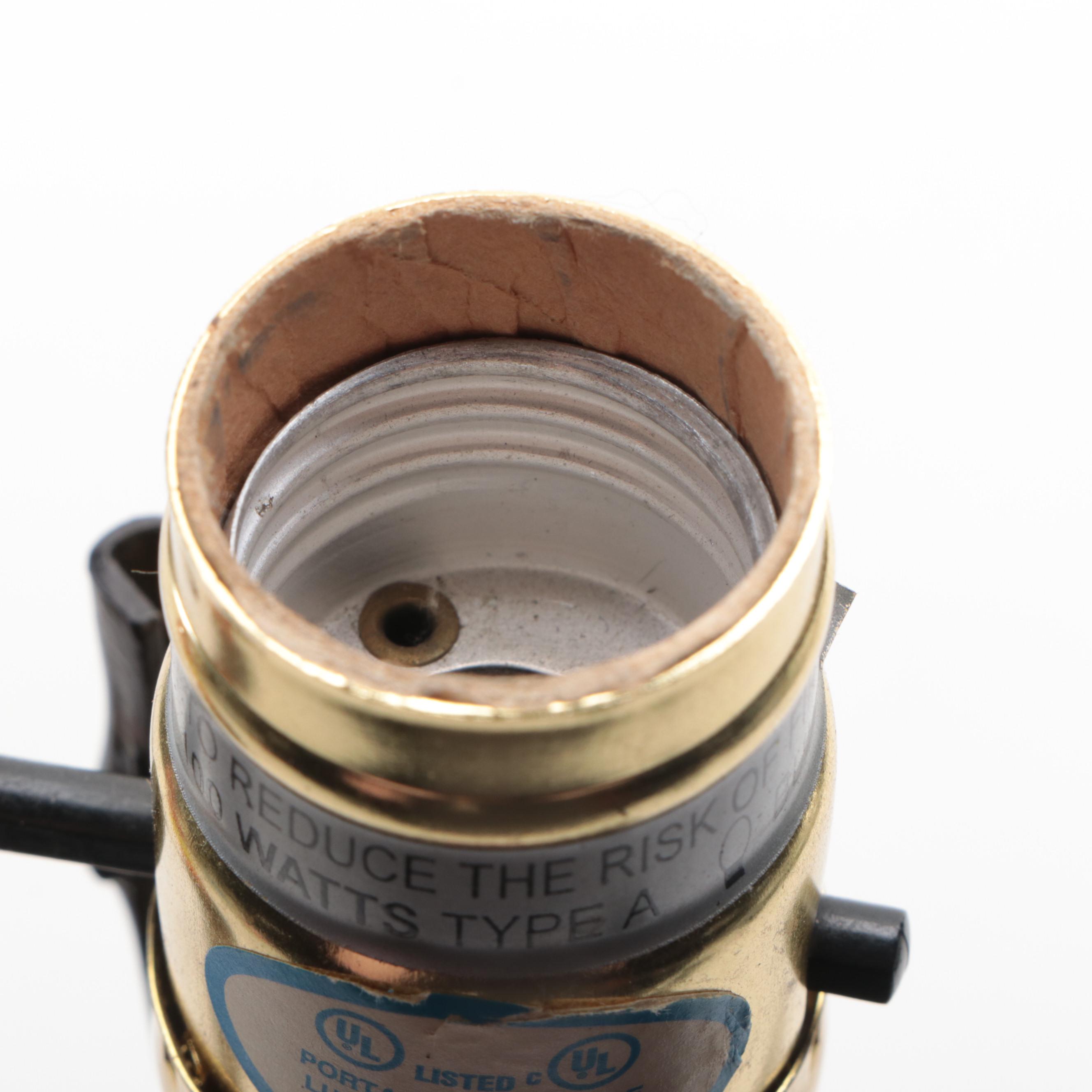 Pair of Vintage Yellow and Orange Stacked Orb Lamps with Russet Silk ...