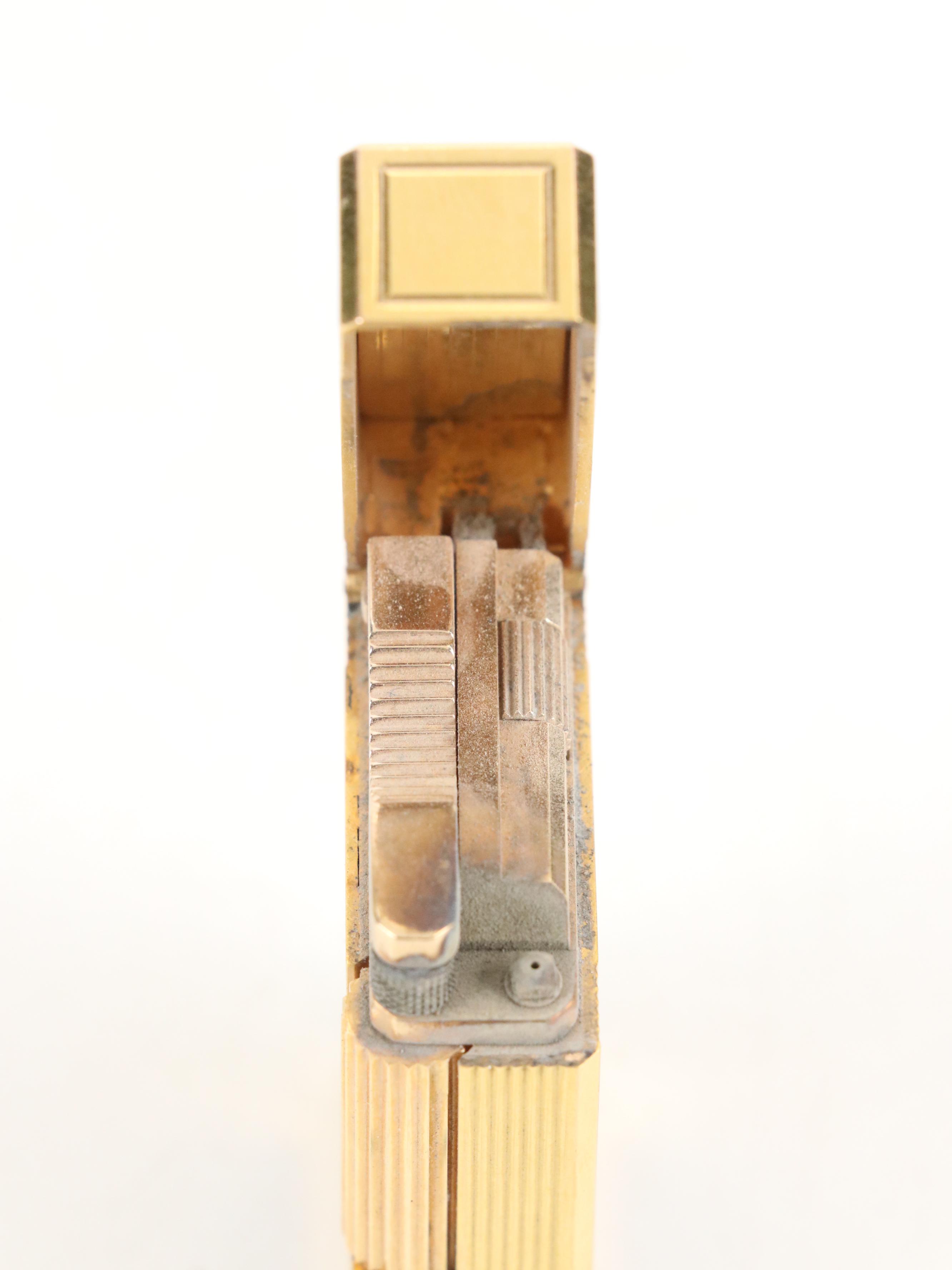 French S.T. Dupont Blue Lacquered and Brass Table Lighter, Vintage | EBTH