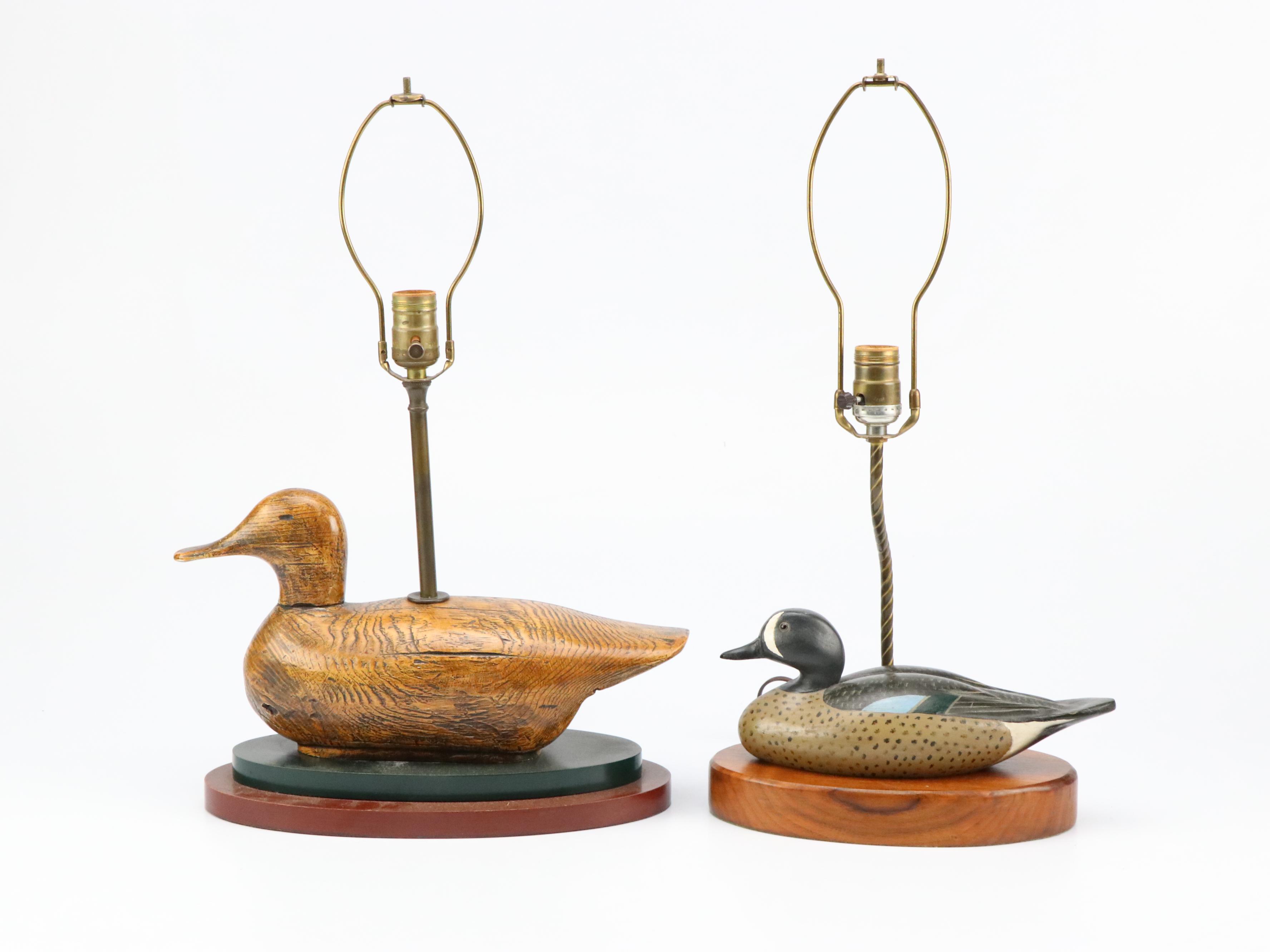 Carved and Painted Wood Duck Decoy Table Lamps | EBTH