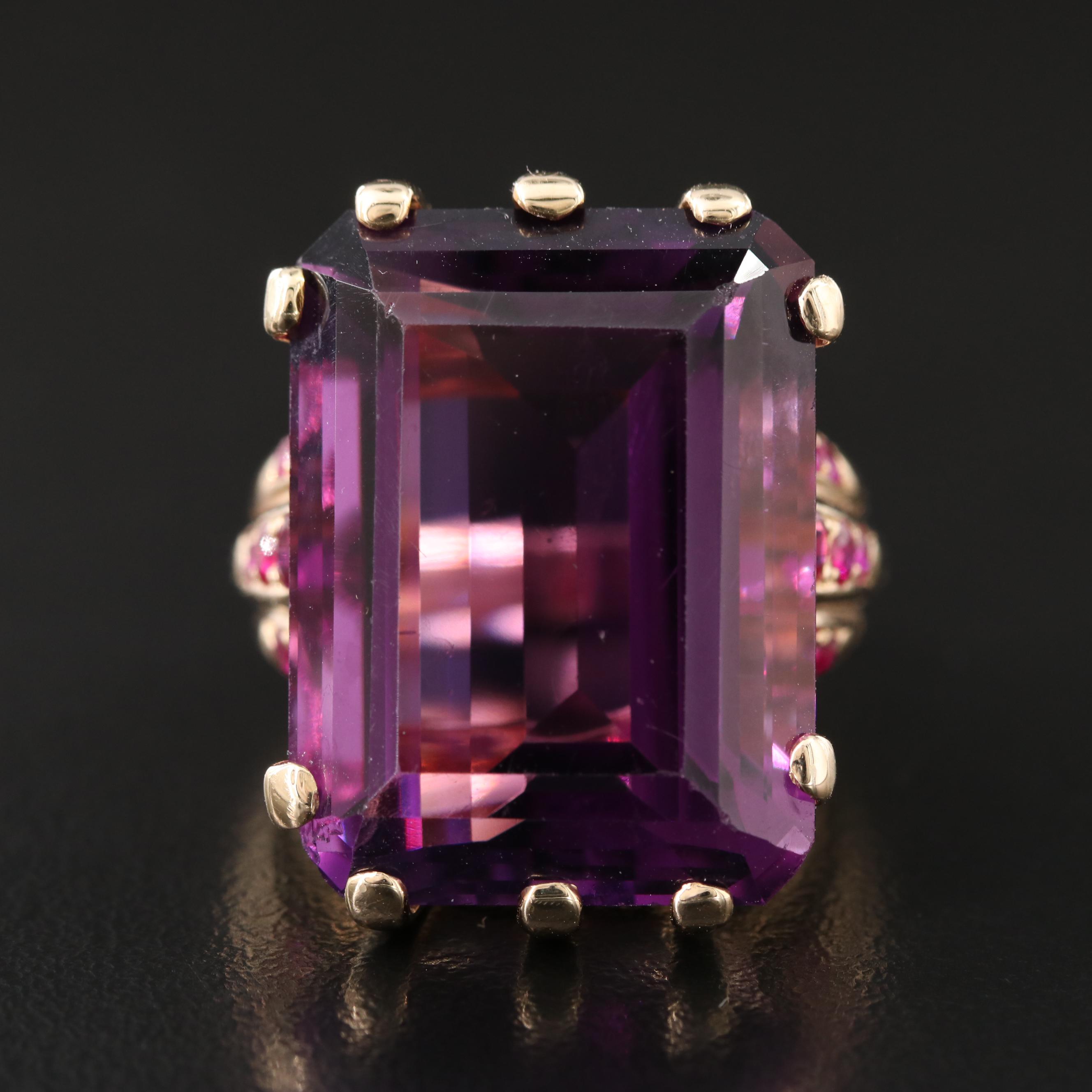 14K 34.13 CT Amethyst and Ruby Ring | EBTH