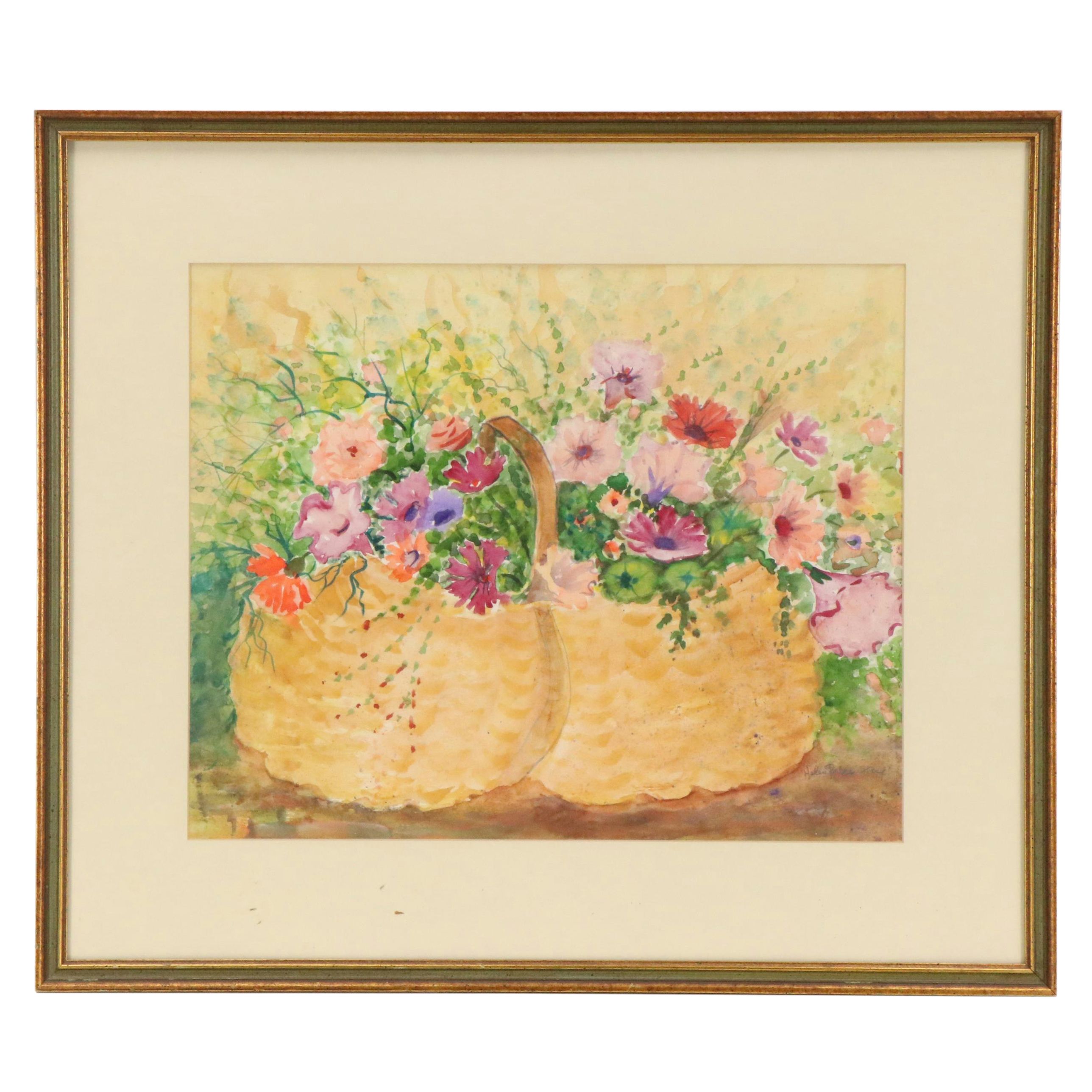 Helen Price Stacy Floral Still Life Watercolor Painting, Late 20th ...