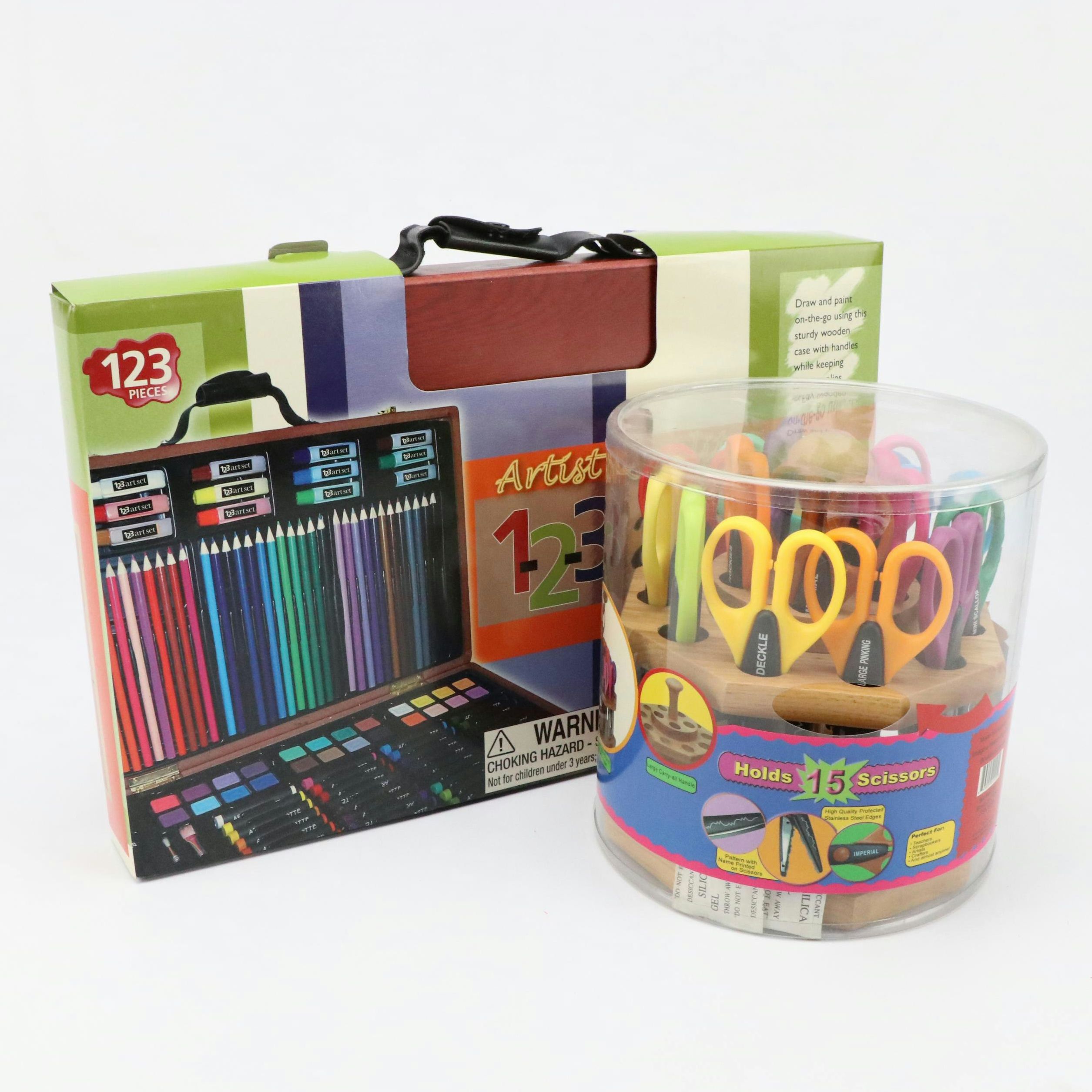 123 Piece Colored Pencil, Crayon and Pastels Art Kit with Crafting ...