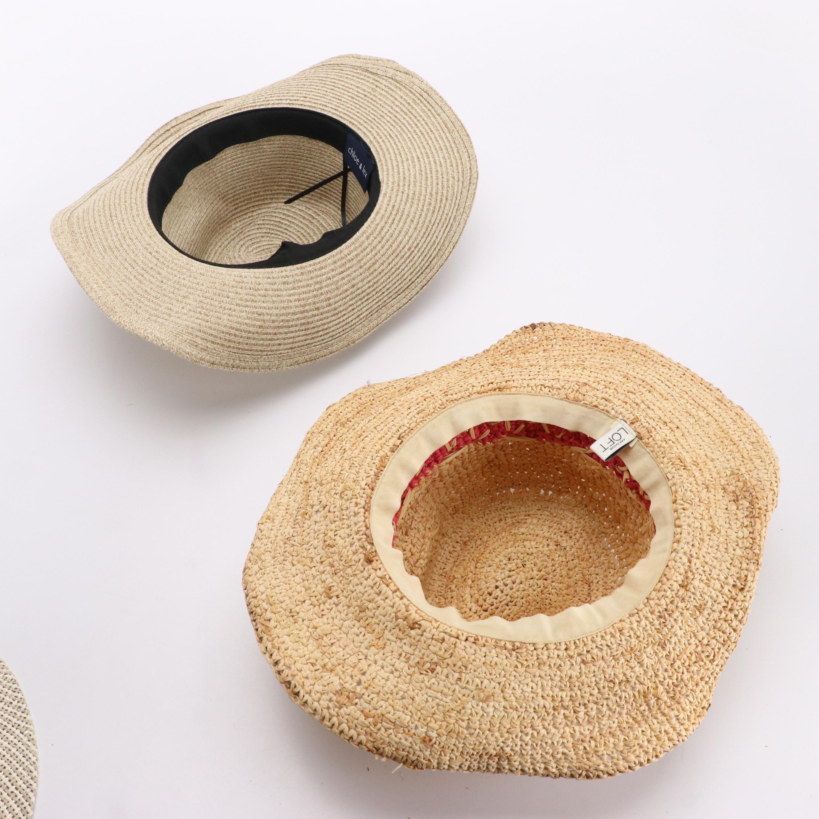 Assorted Straw Fedoras, Sun Hats, and Visor Featuring Kate Lord and ...