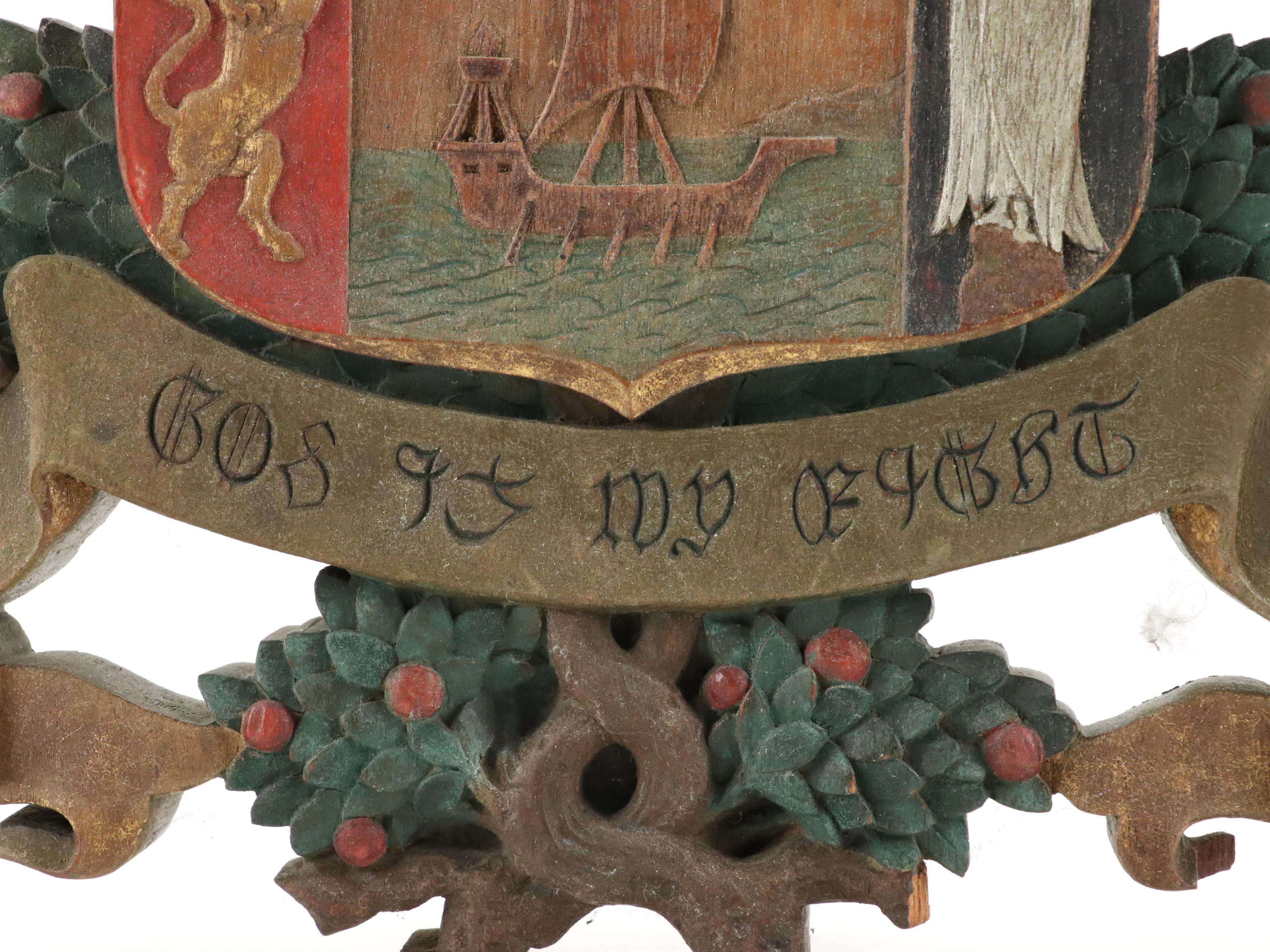 Hand-Carved and Painted United Kingdom "God and My Right" Royal ...