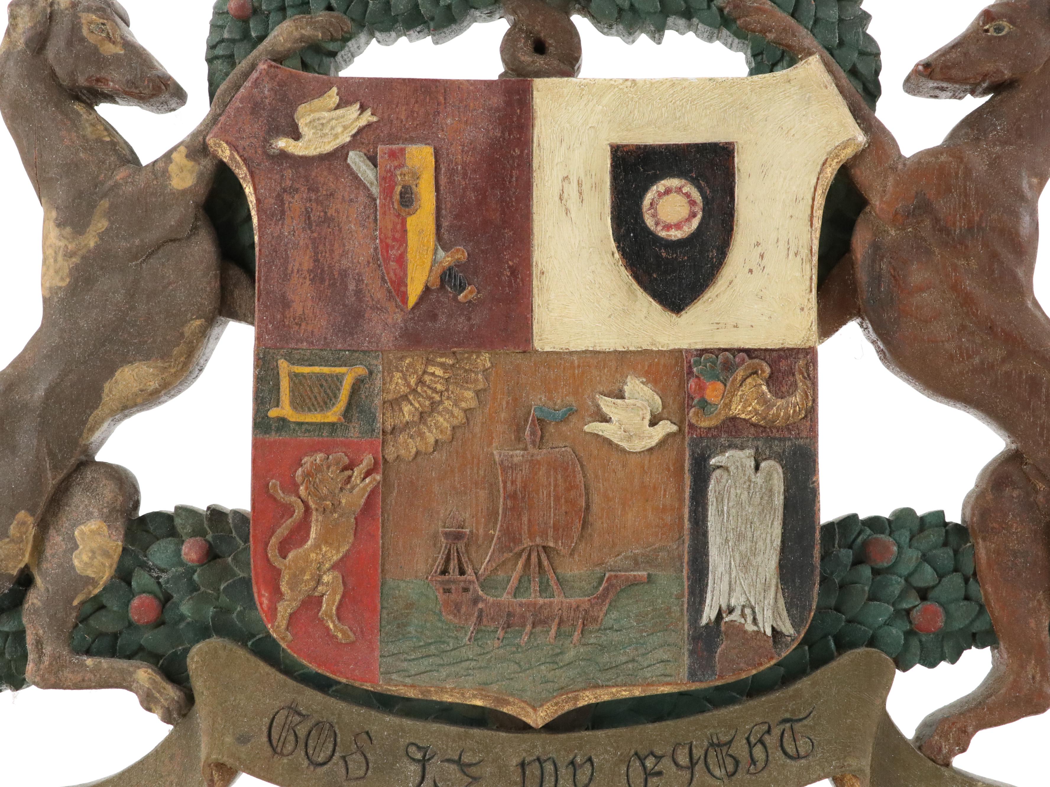 Hand-Carved and Painted United Kingdom "God and My Right" Royal ...