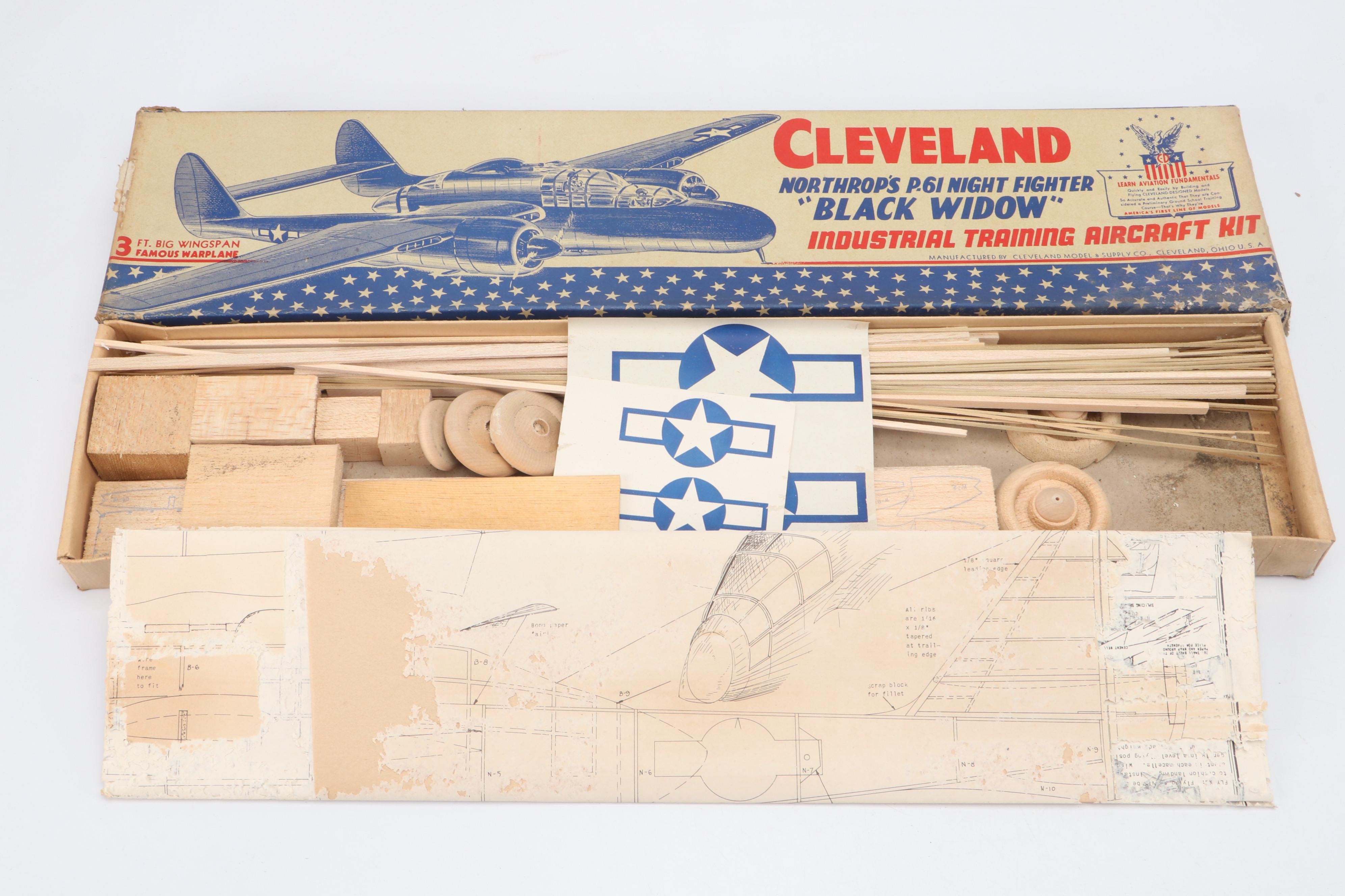 Cleveland "Black Widow T-155" and "Playboy Junior" Airplane Model Kits ...