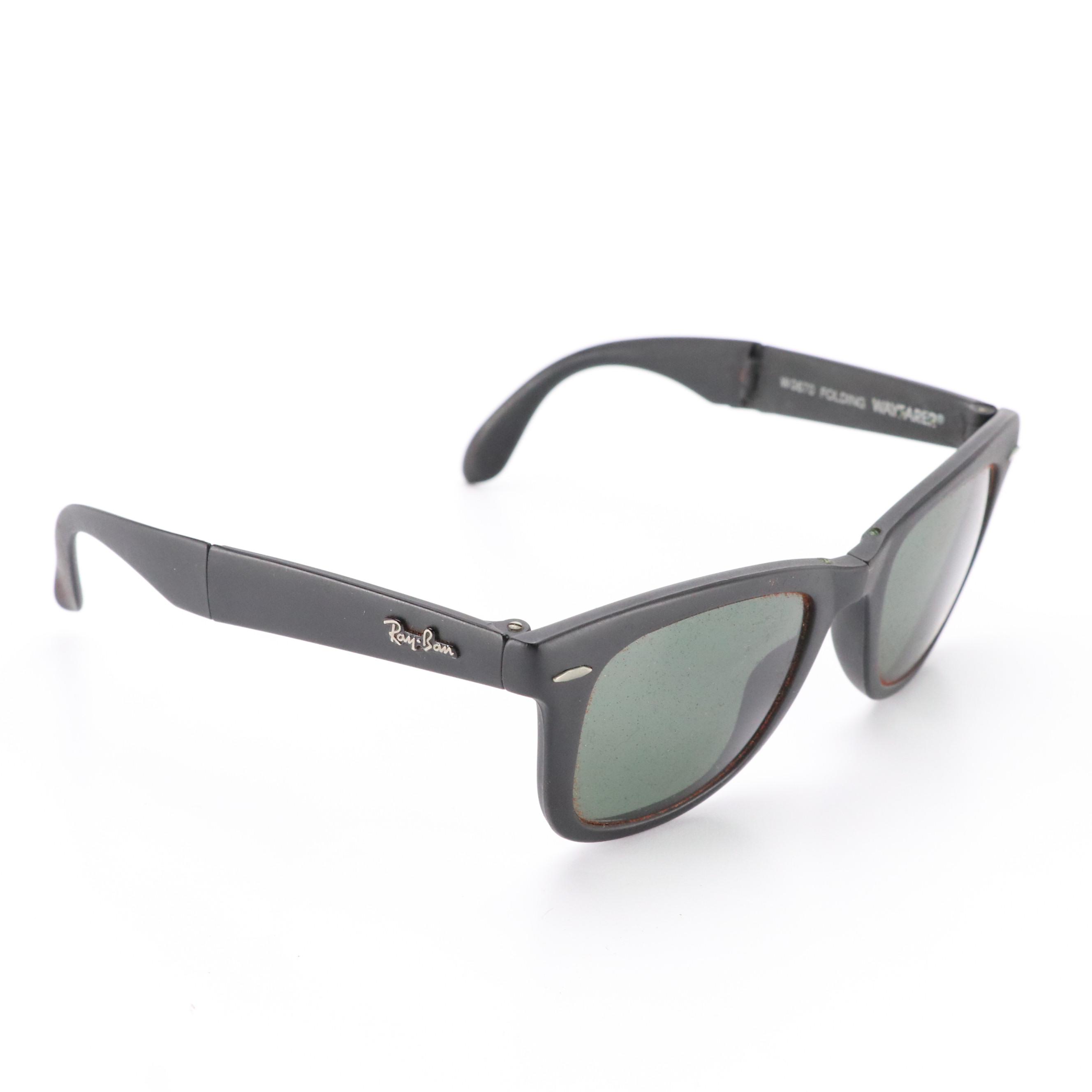 Vintage Ray-Ban W0670 Folding Wayfarer Square Sunglasses with Case ...