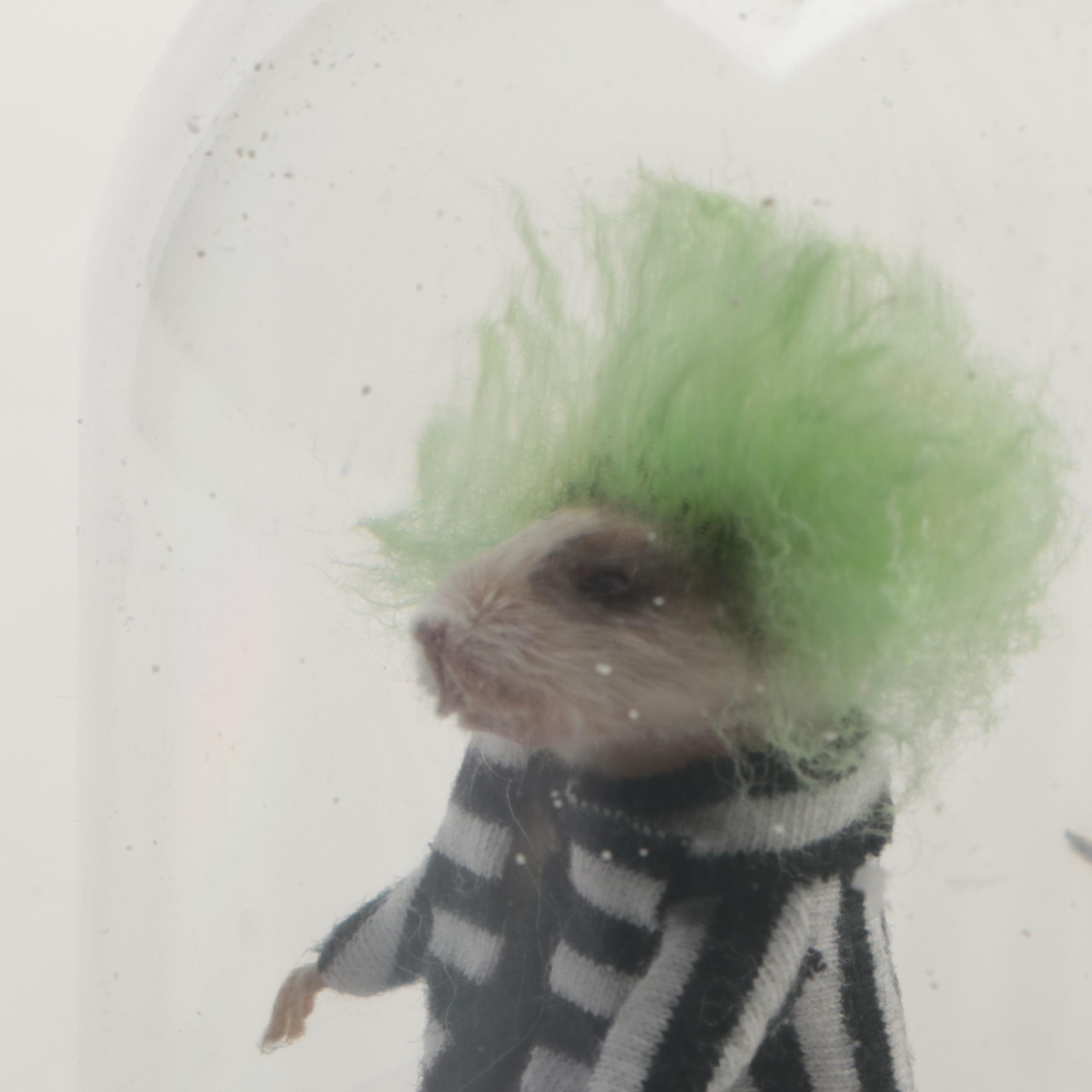 Taxidermy Beetlejuice Character Mouse in Acrylic Cloche | EBTH