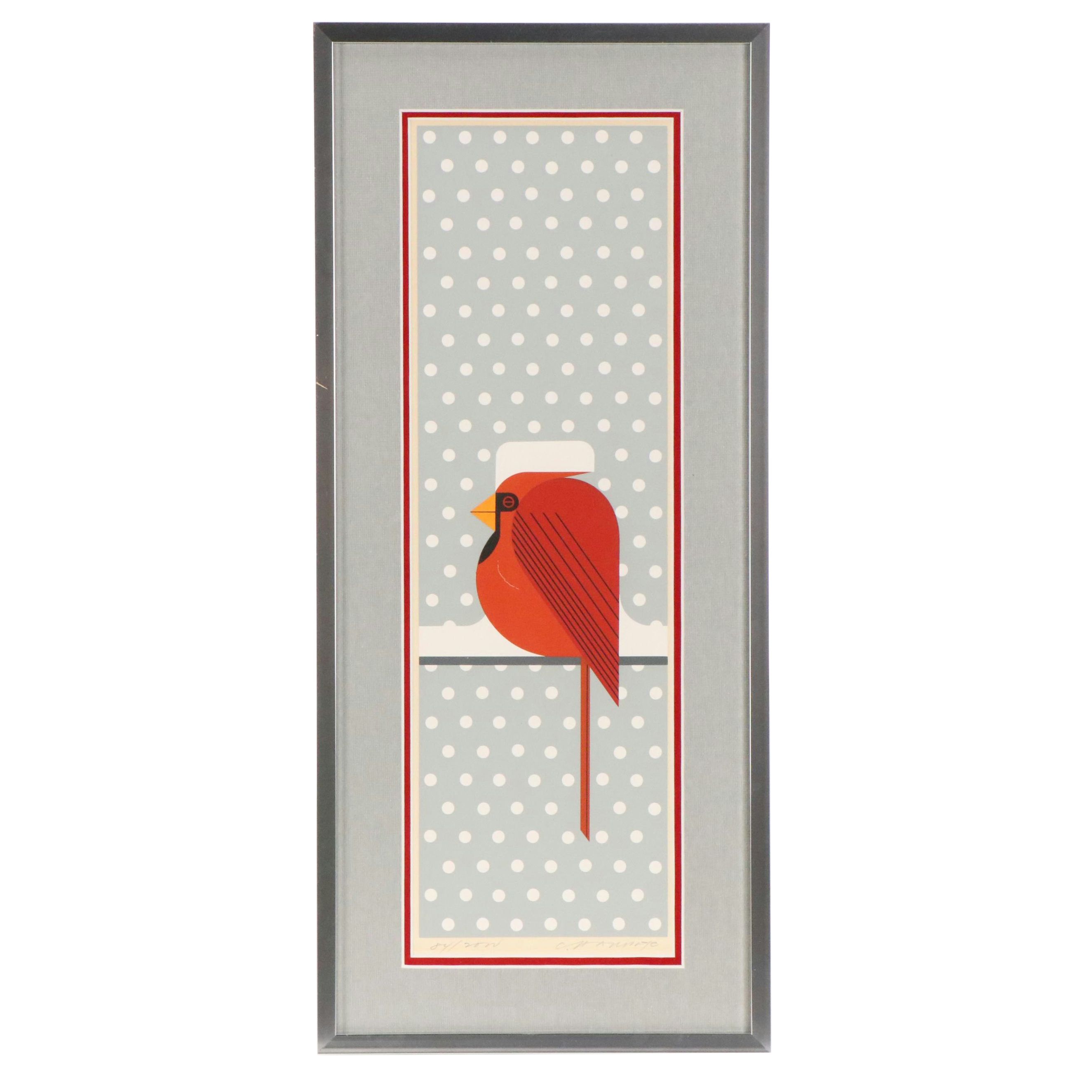Charley Harper Modern Serigraph "Cool Cardinal," 1974 | EBTH