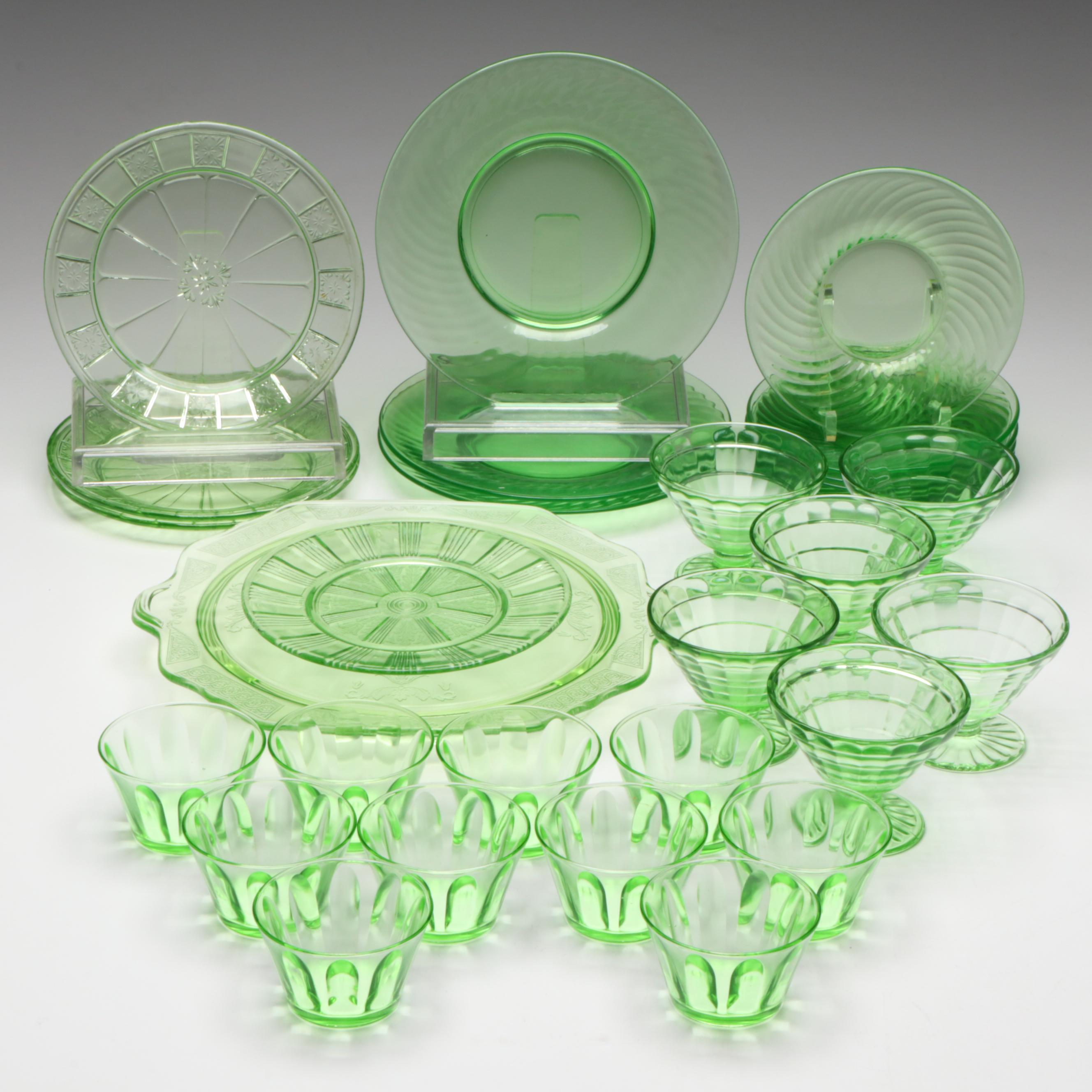 Anchor Hocking and Other Uranium Depression Glass Tableware, Early to ...