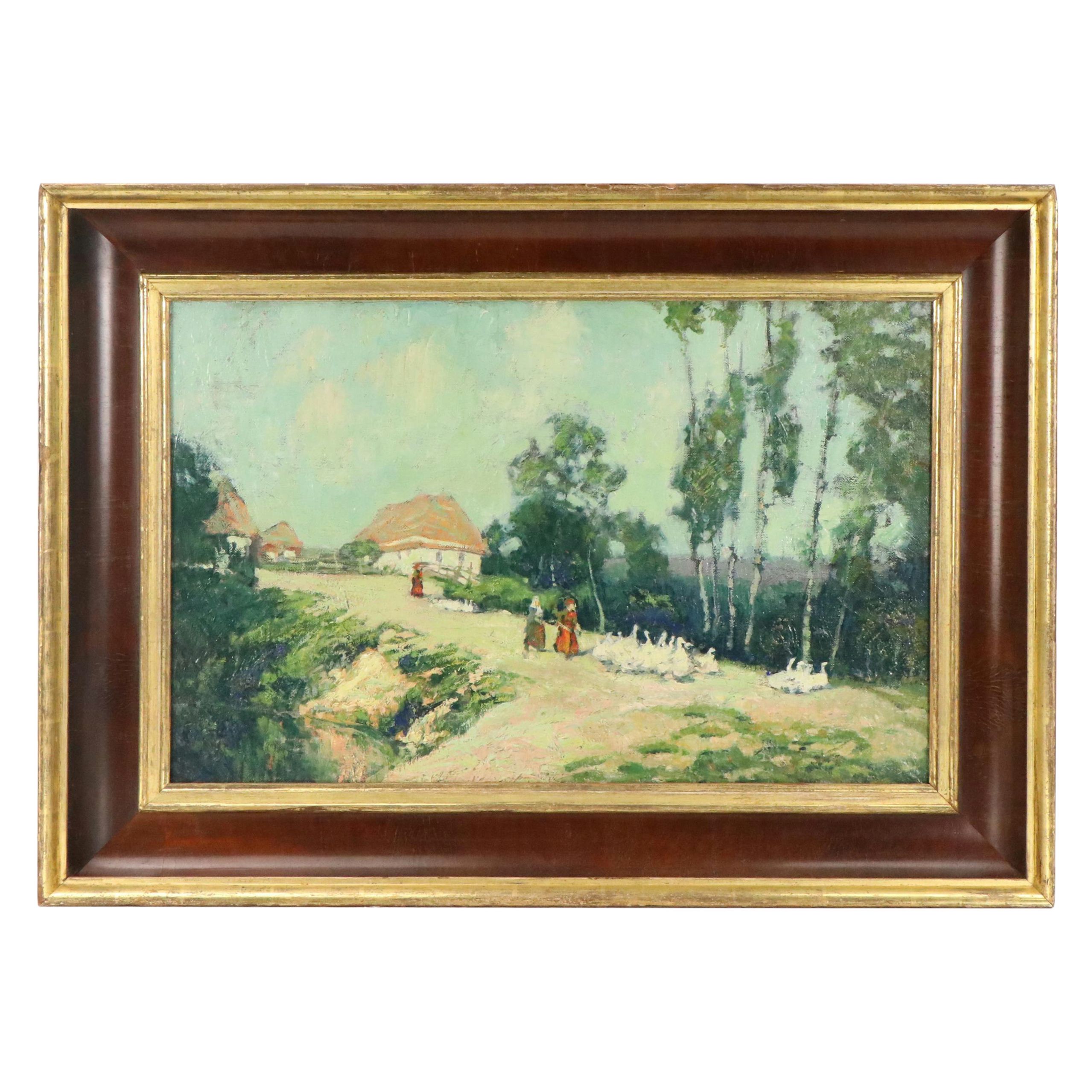 Robert H. Whitmore Landscape Oil Painting "Feeding Time," Circa 1920 | EBTH