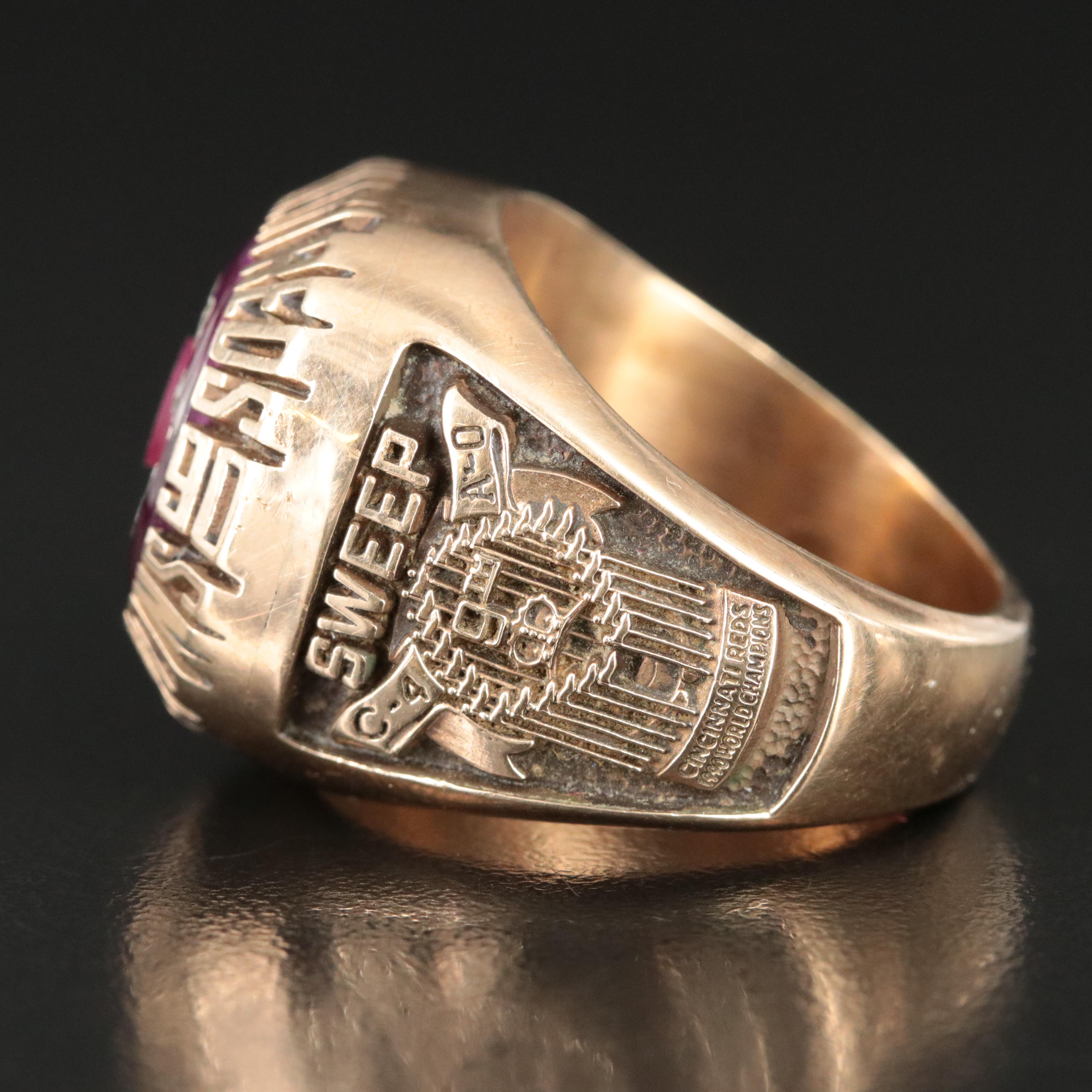 1990 Reds World Championship 10K Diamond and Ruby Ring with Game ...