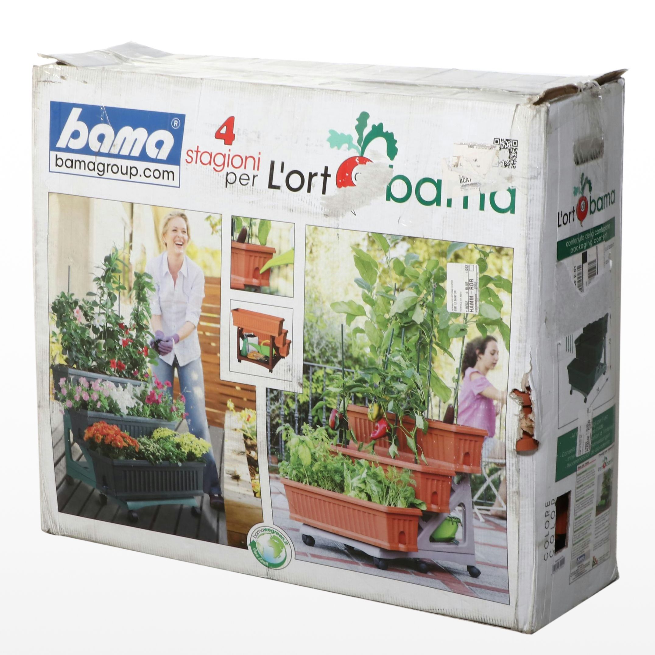 Bama 3-Tiered Rolling Patio Garden with Terracotta Plastic Planters | EBTH