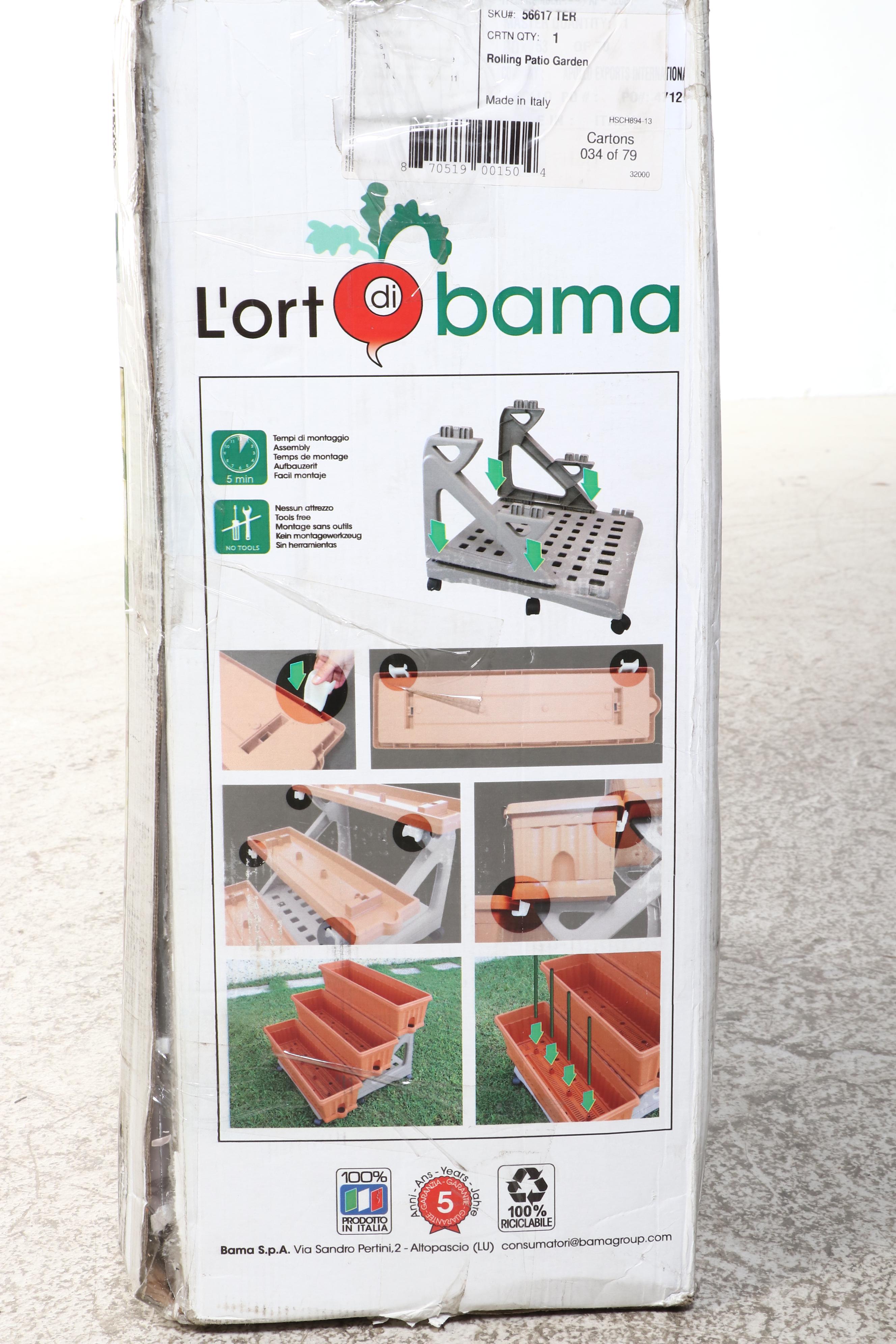 Bama 3-Tiered Rolling Patio Garden with Terracotta Plastic Planters | EBTH