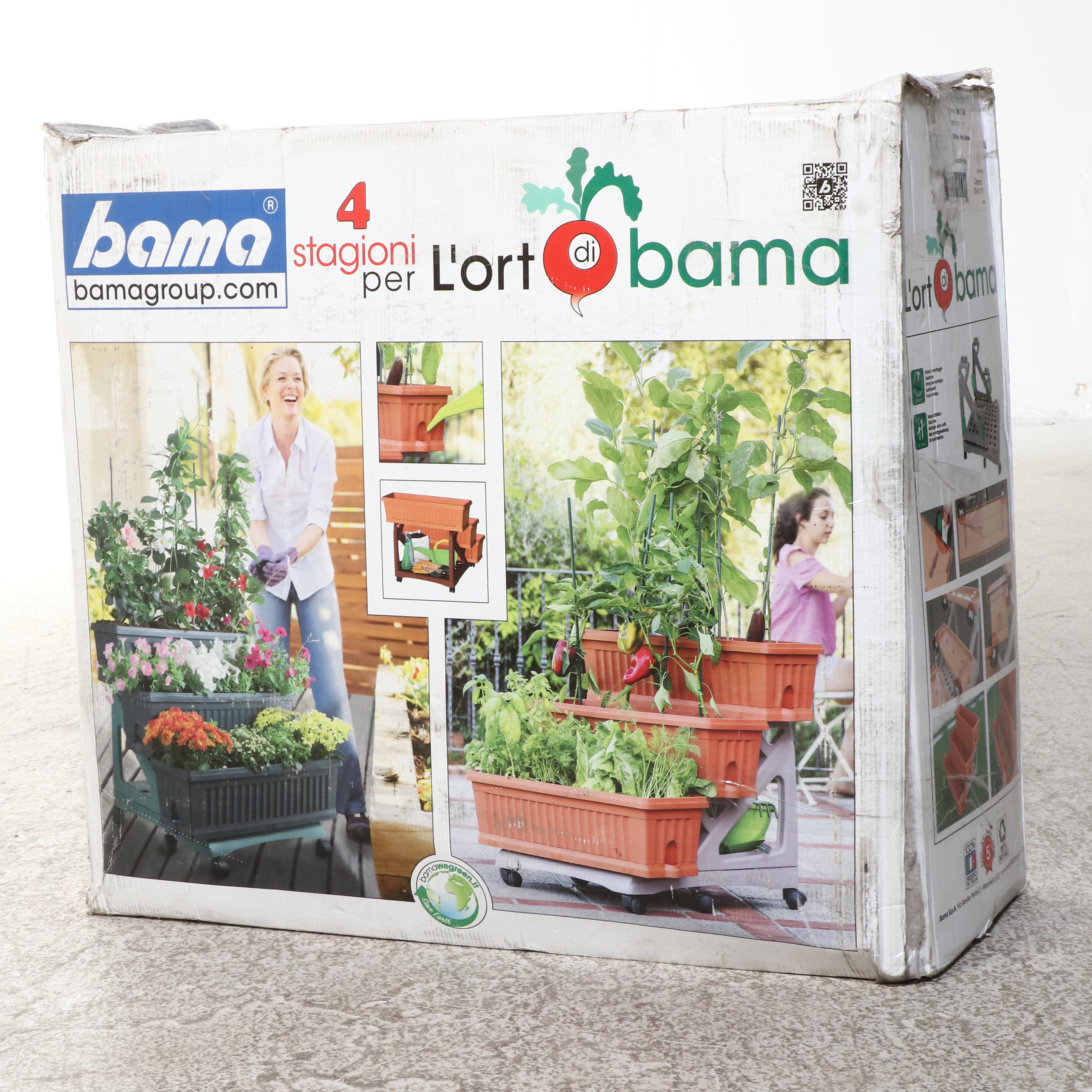 Bama 3-Tiered Rolling Patio Garden with Terracotta Plastic Planters | EBTH