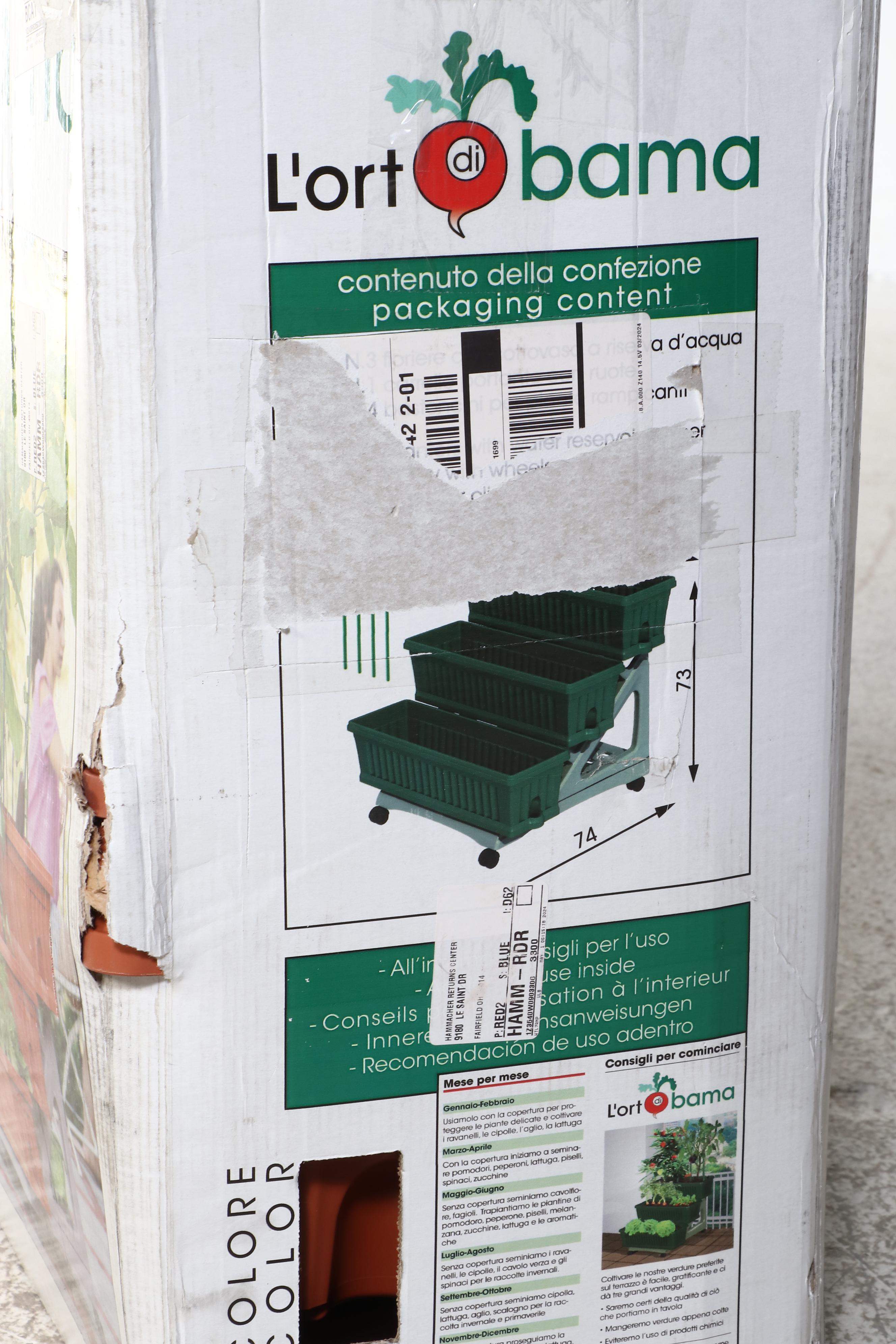 Bama 3-Tiered Rolling Patio Garden with Terracotta Plastic Planters | EBTH