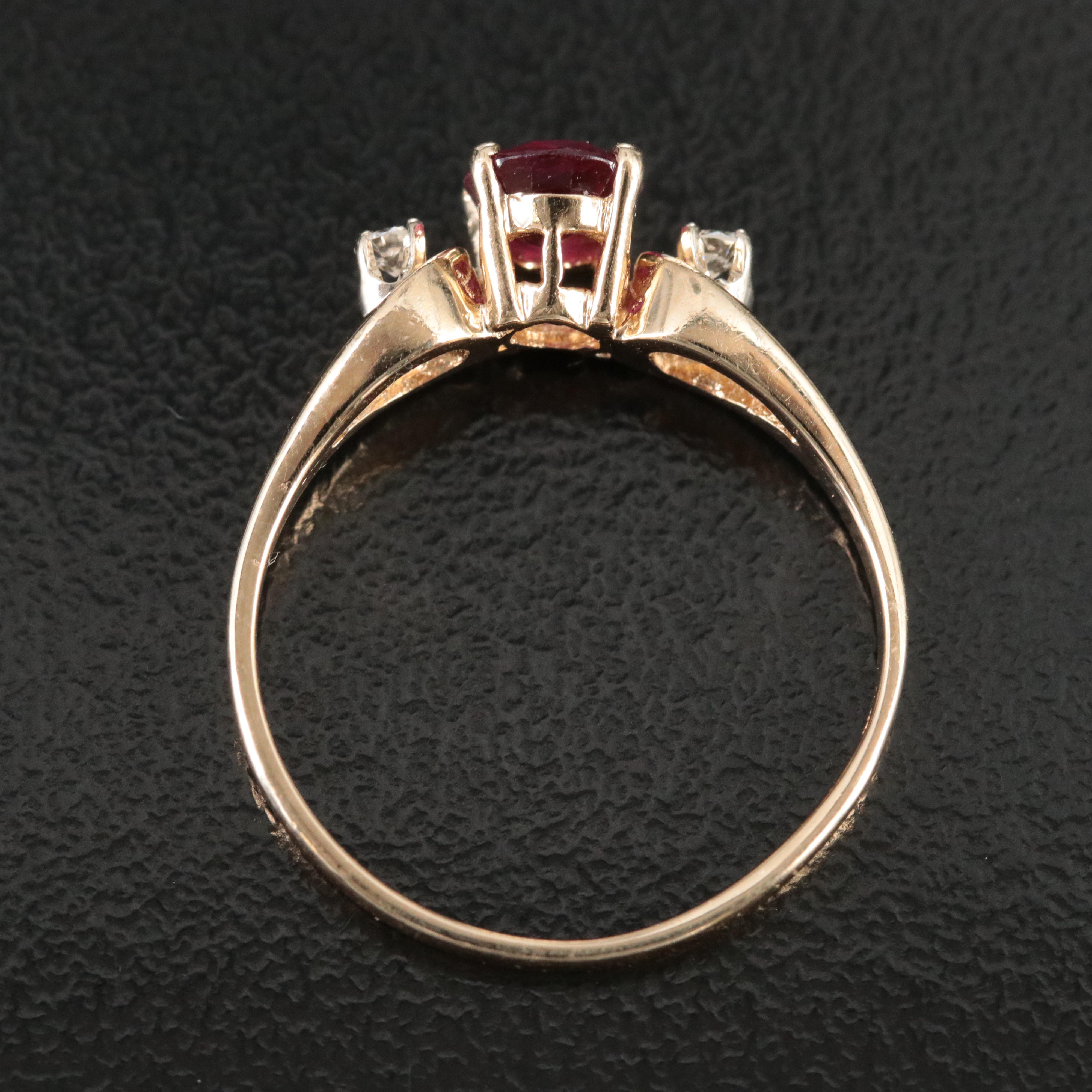 14K Ruby and Diamond Three Stone Ring | EBTH