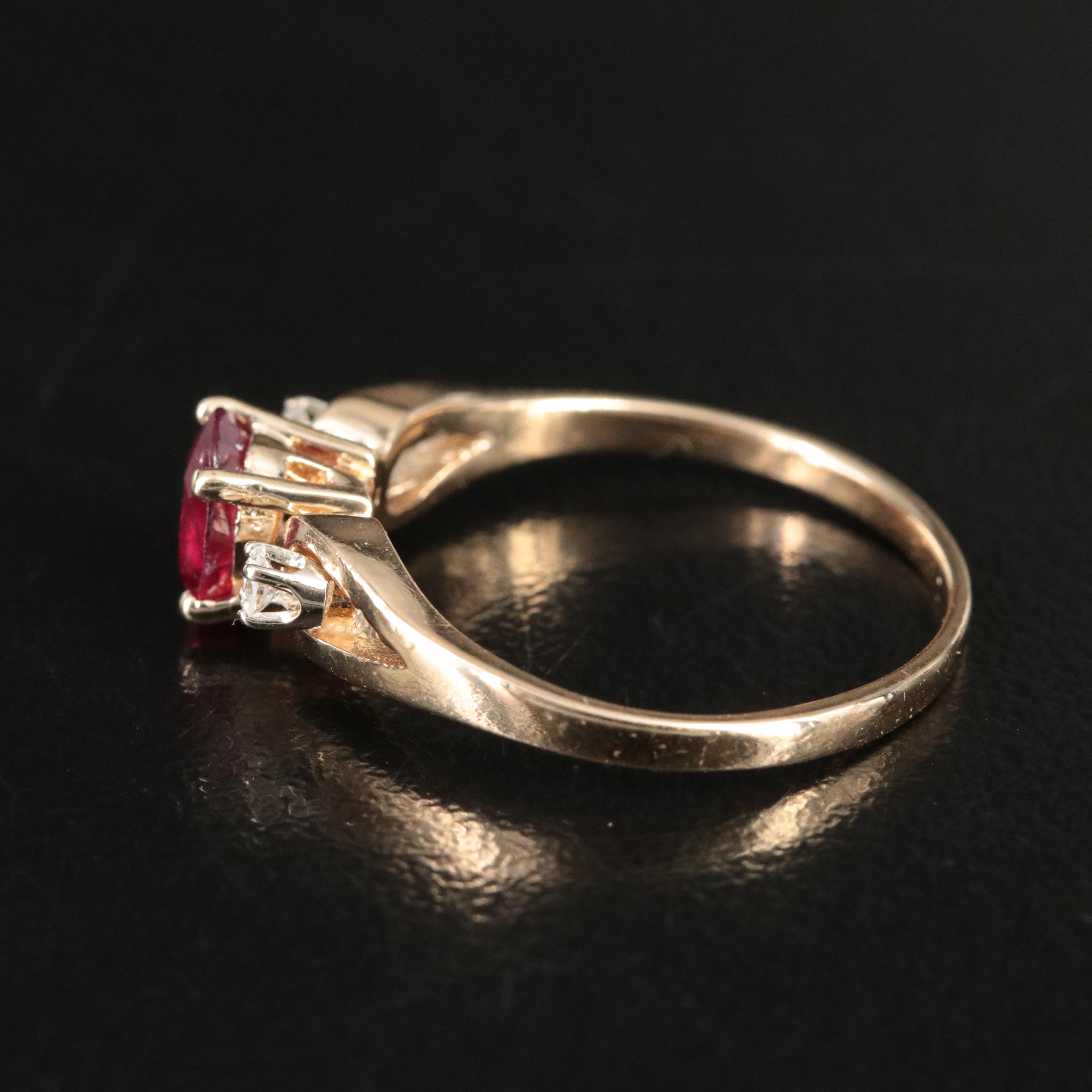 14K Ruby and Diamond Three Stone Ring | EBTH
