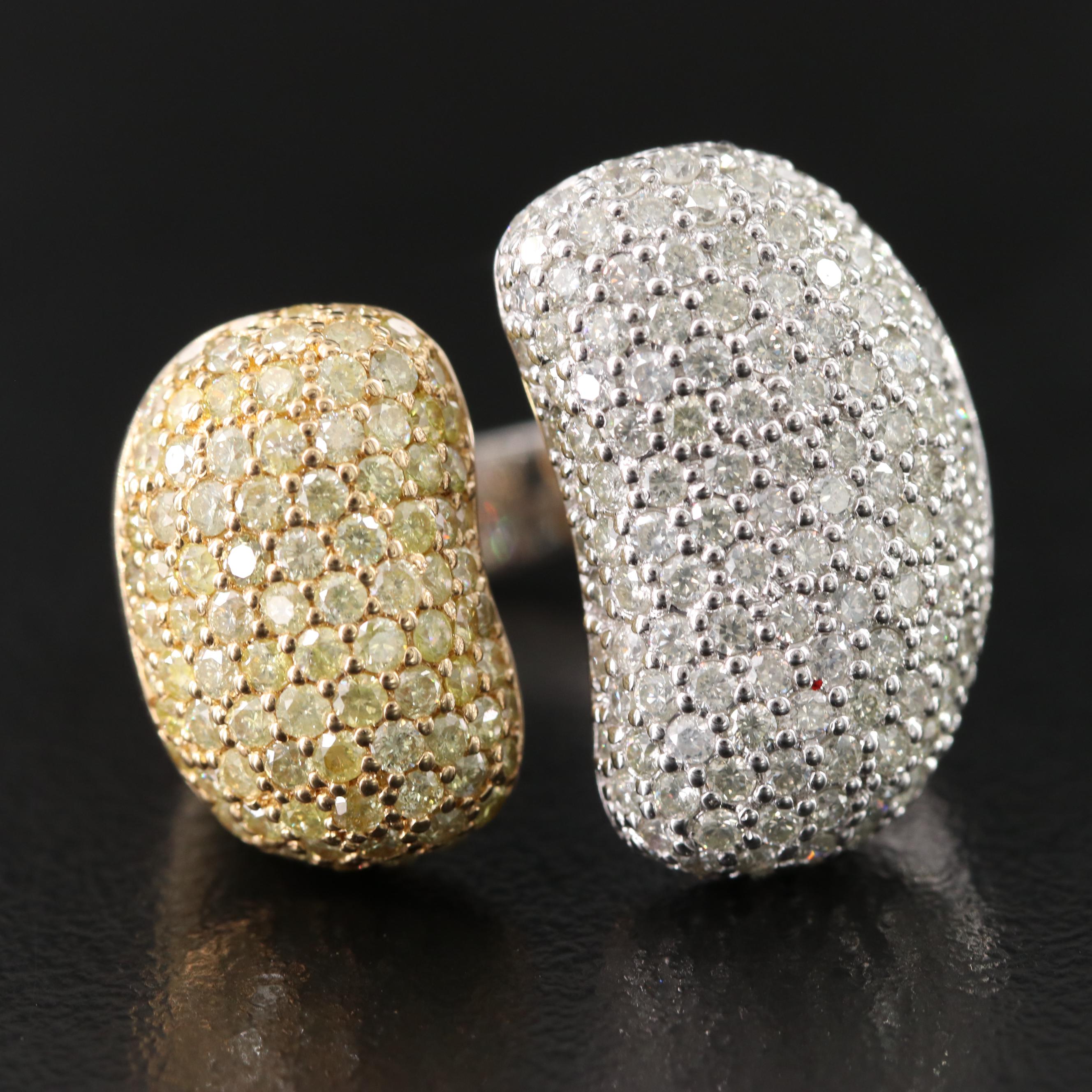 18K Two-Tone 2.70 CTW Pavé Diamond Open Top Ring Featuring Fancy Yellow ...