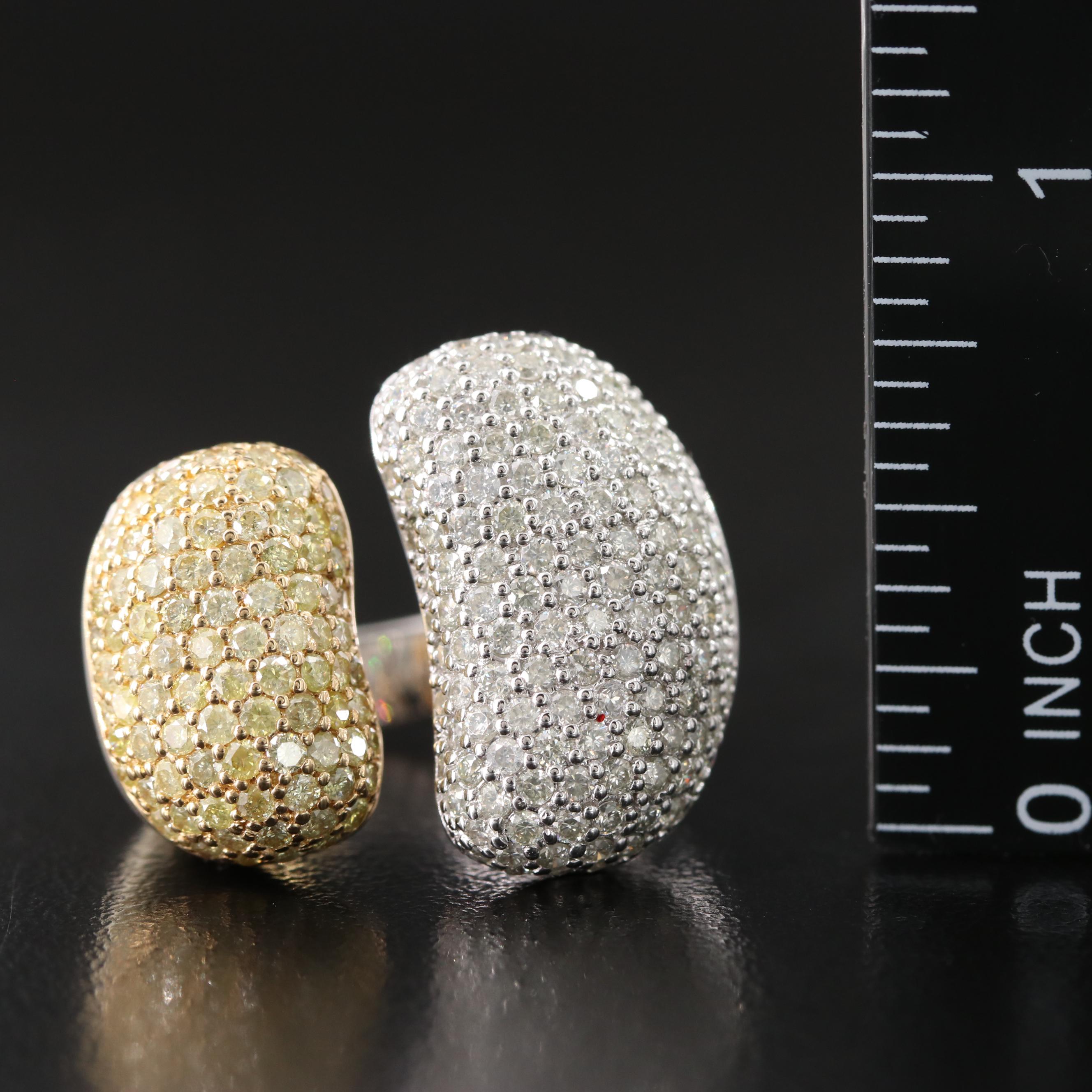 18K Two-Tone 2.70 CTW Pavé Diamond Open Top Ring Featuring Fancy Yellow ...