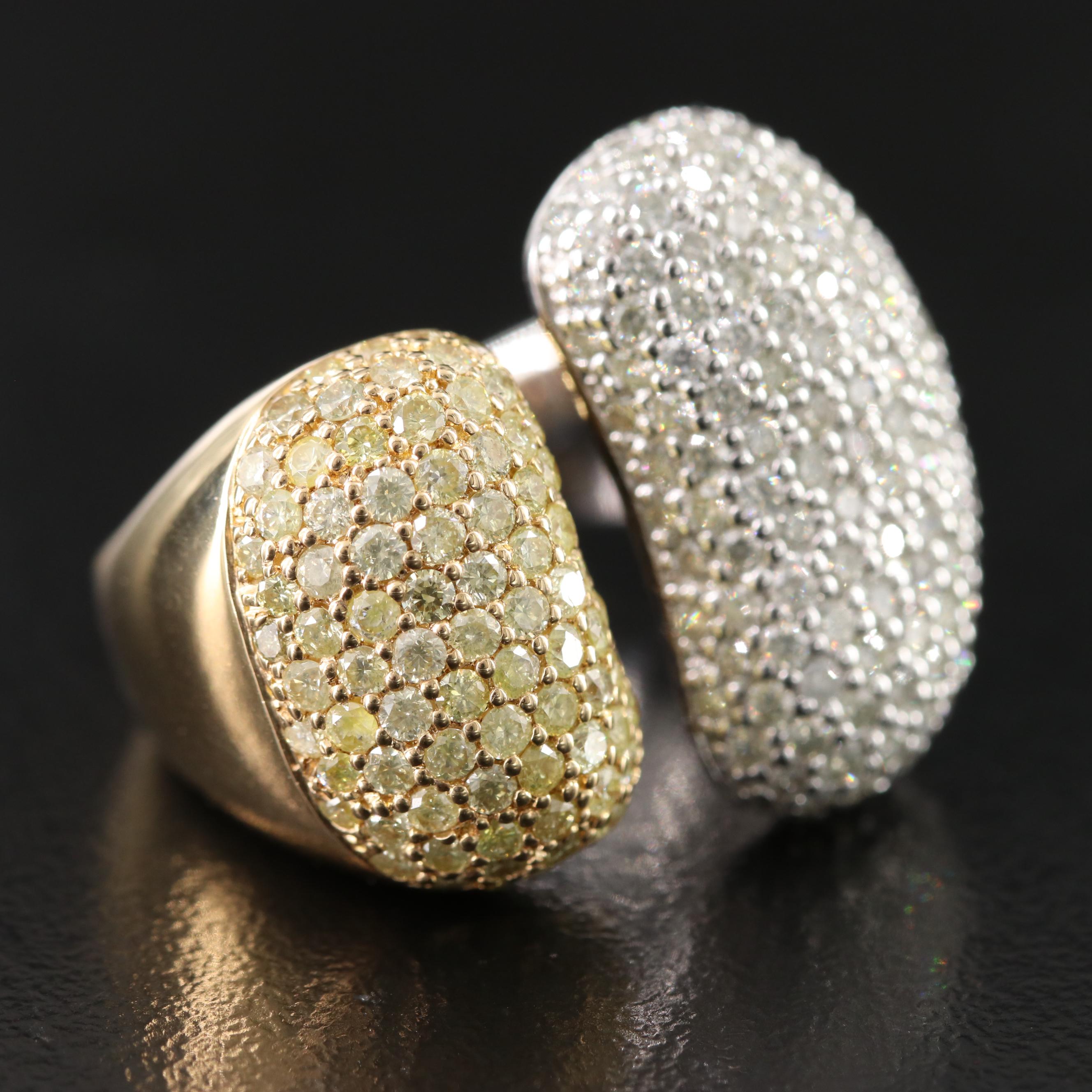 18K Two-Tone 2.70 CTW Pavé Diamond Open Top Ring Featuring Fancy Yellow ...