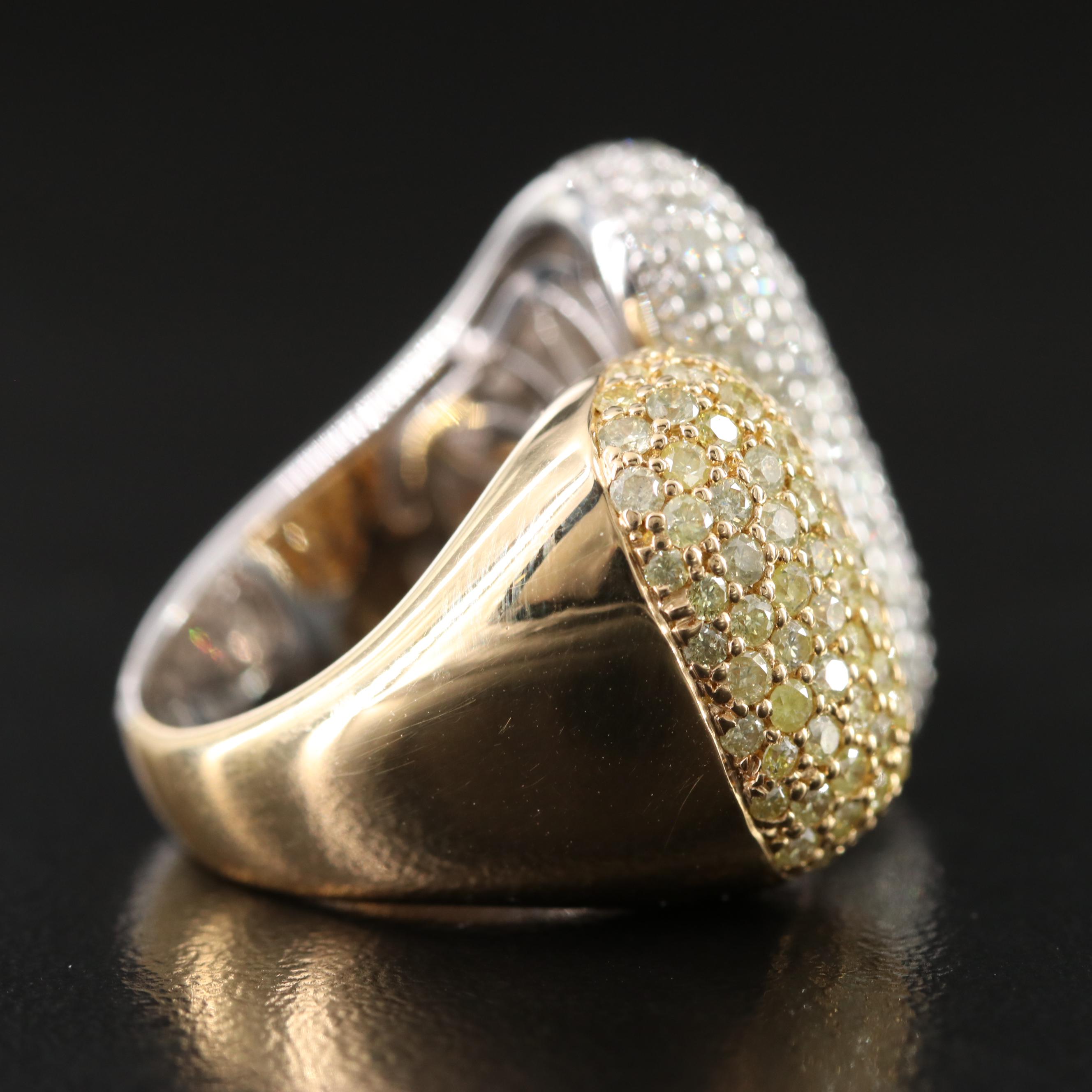 18K Two-Tone 2.70 CTW Pavé Diamond Open Top Ring Featuring Fancy Yellow ...