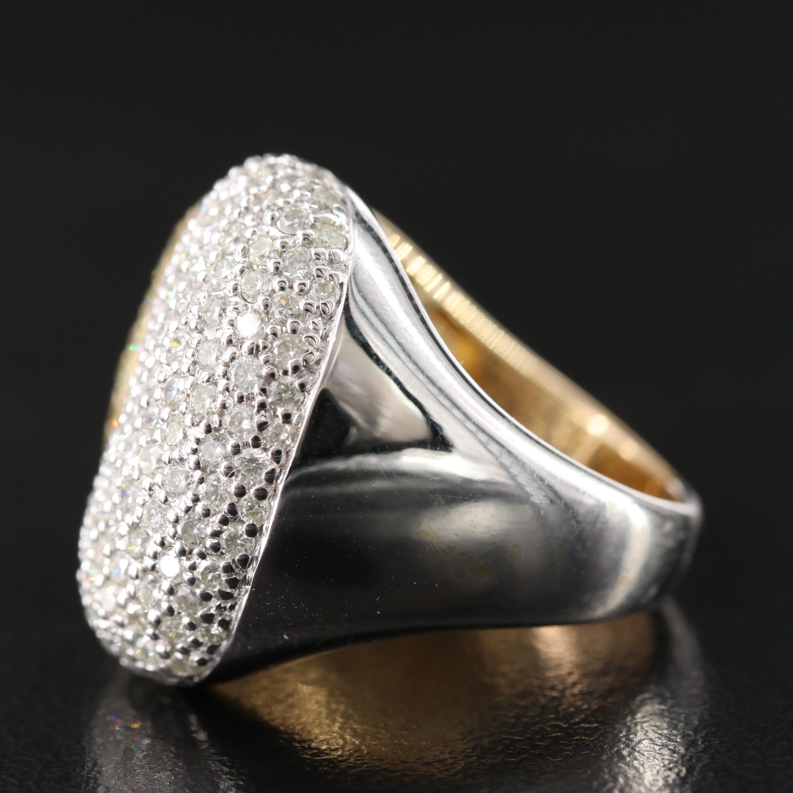 18K Two-Tone 2.70 CTW Pavé Diamond Open Top Ring Featuring Fancy Yellow ...