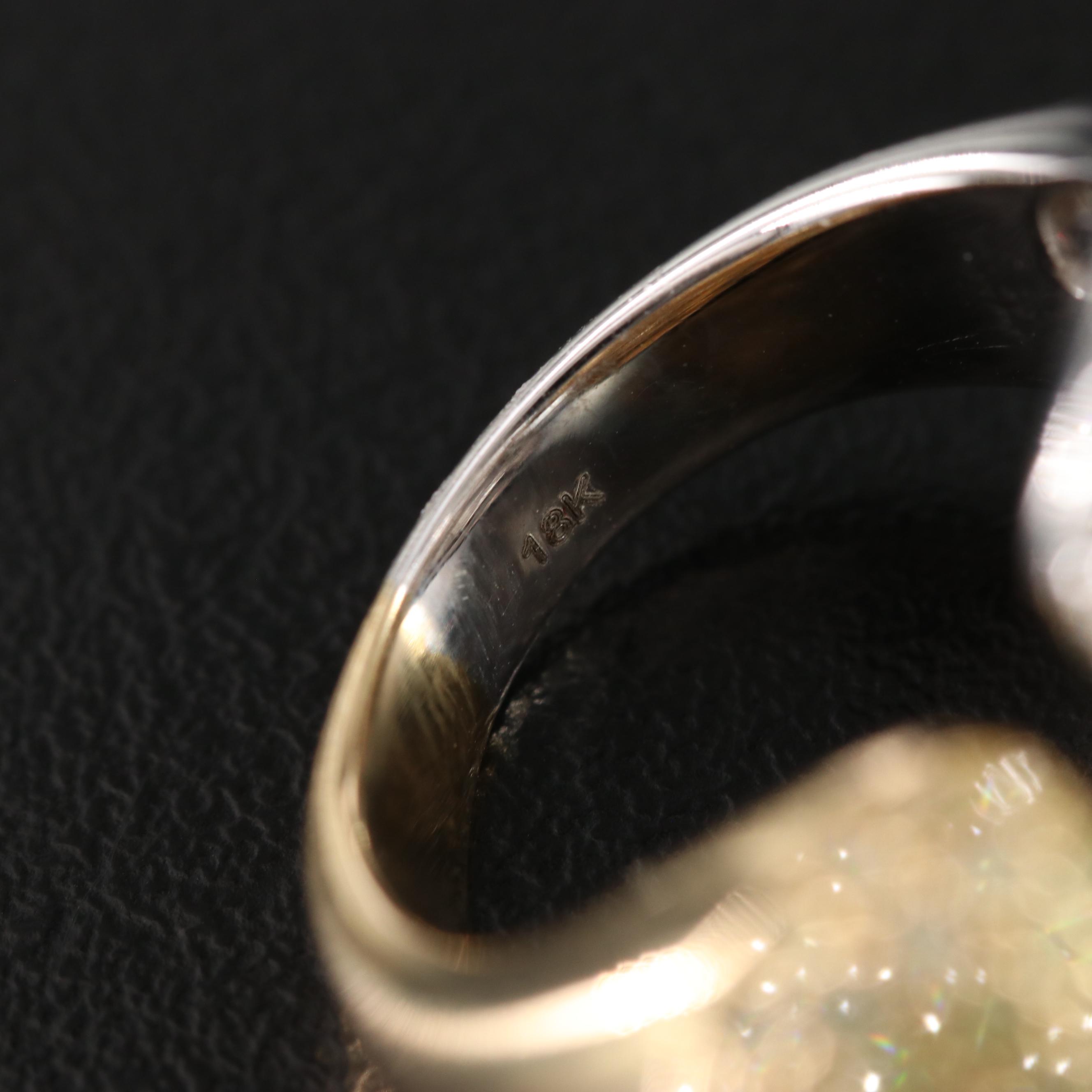 18K Two-Tone 2.70 CTW Pavé Diamond Open Top Ring Featuring Fancy Yellow ...