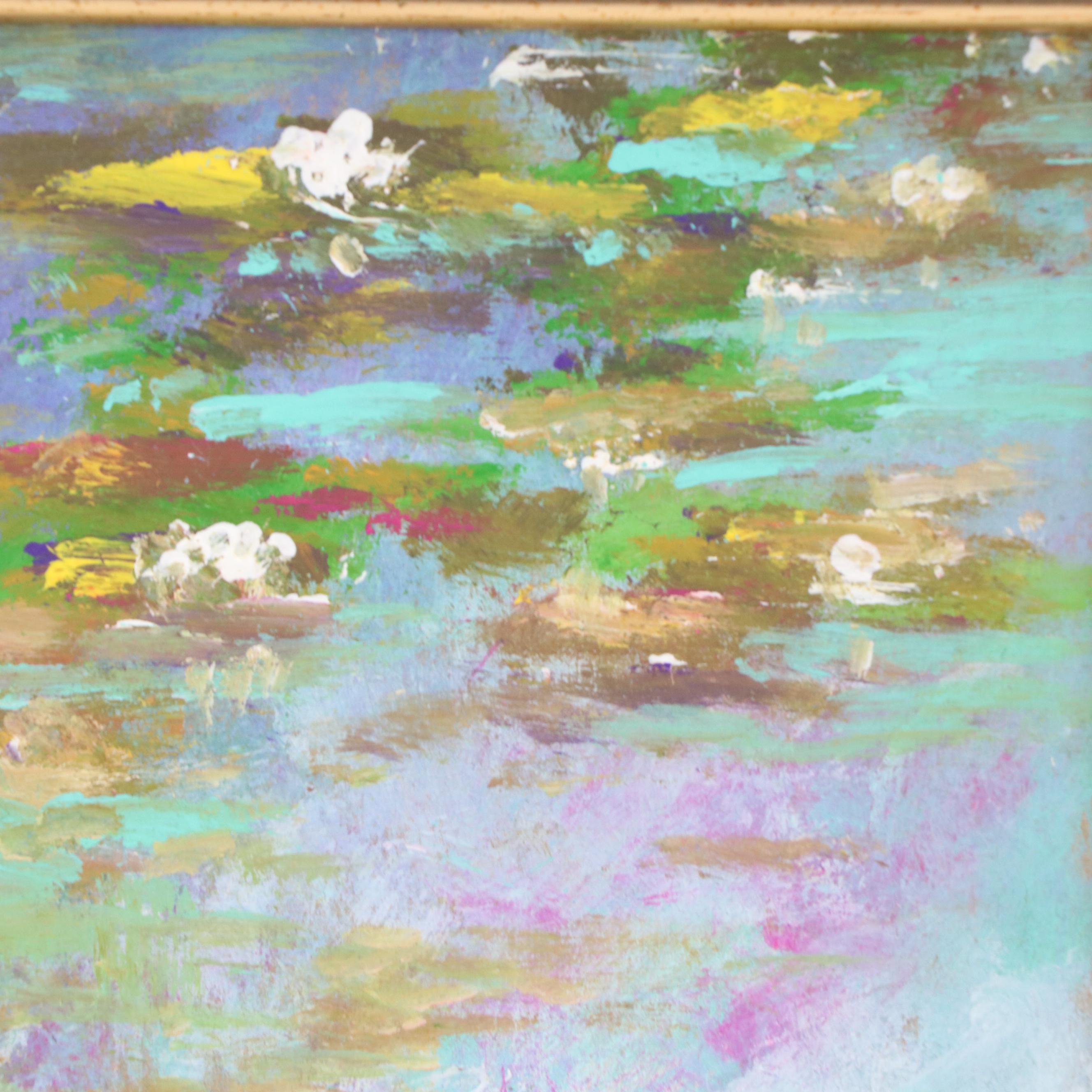 Robert Riddle-Baker Landscape Acrylic Painting "Group of Friends," 2024 ...