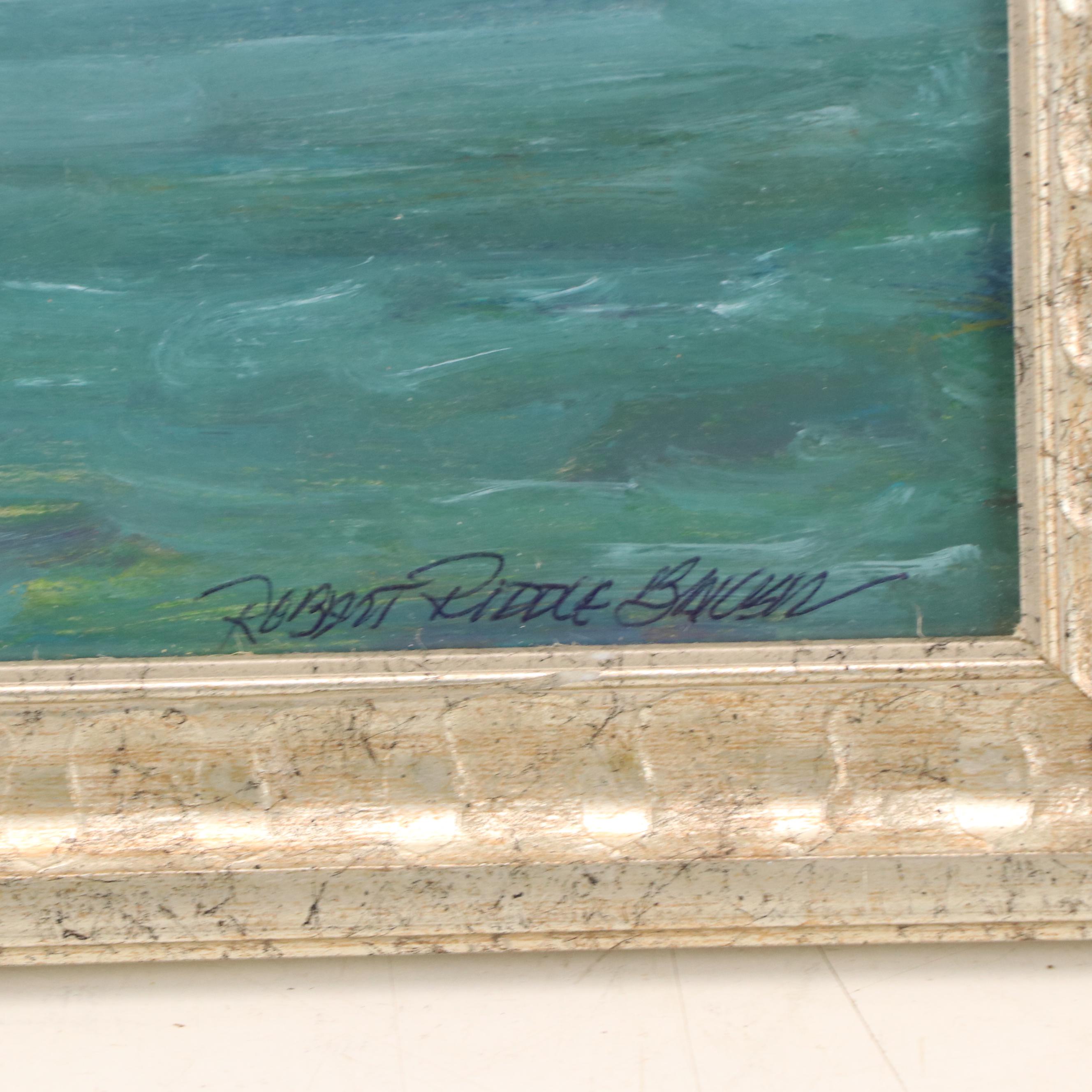 Robert Riddle-Baker Landscape Acrylic Painting "Distant Lights on Shore ...