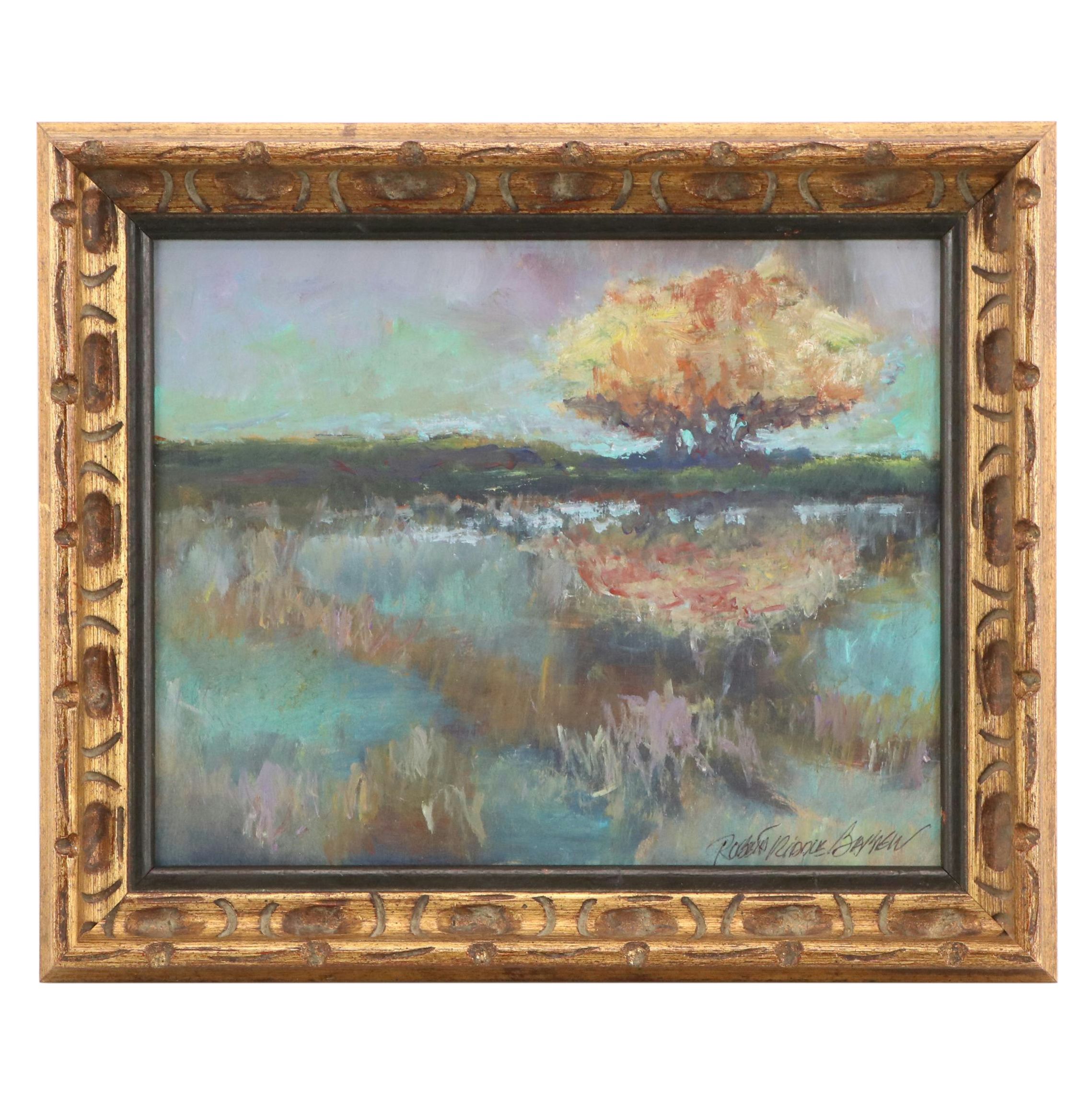 Robert Riddle-Baker Landscape Acrylic Painting "Reflective Harmony ...