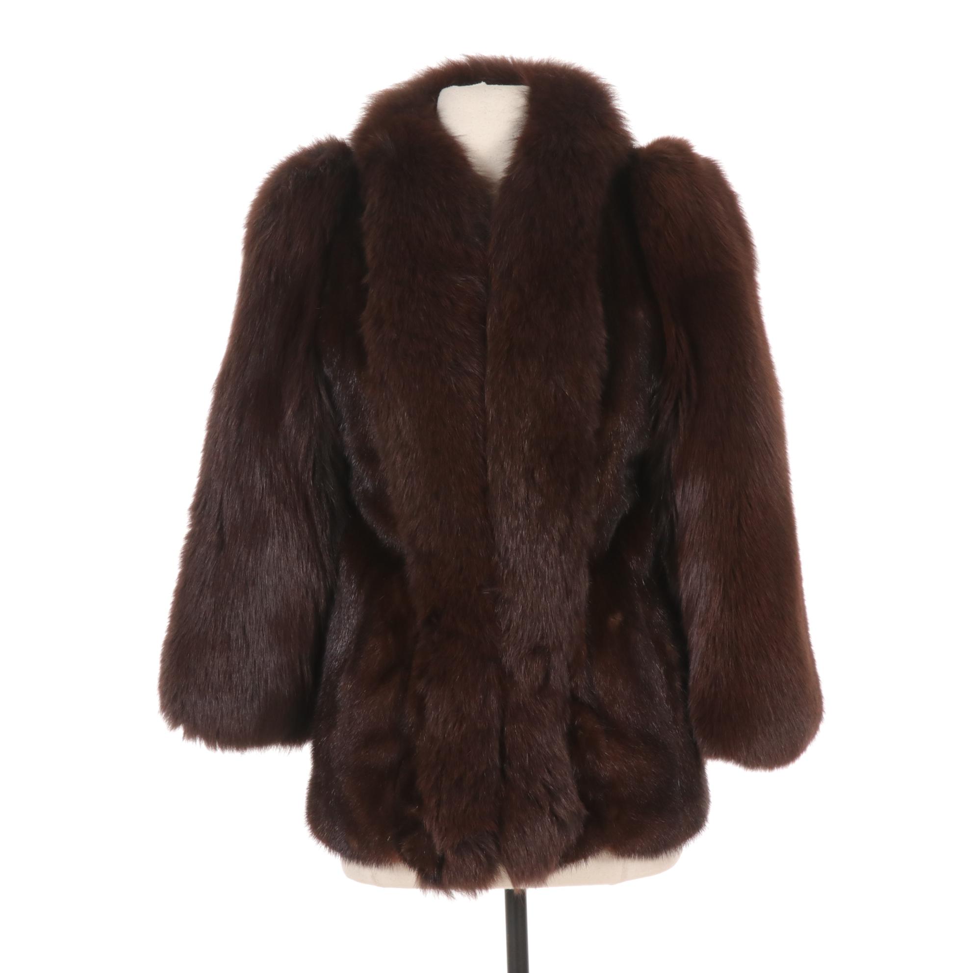 Mink Fur Jacket with Fox Fur Tuxedo Collar and Sleeves | EBTH