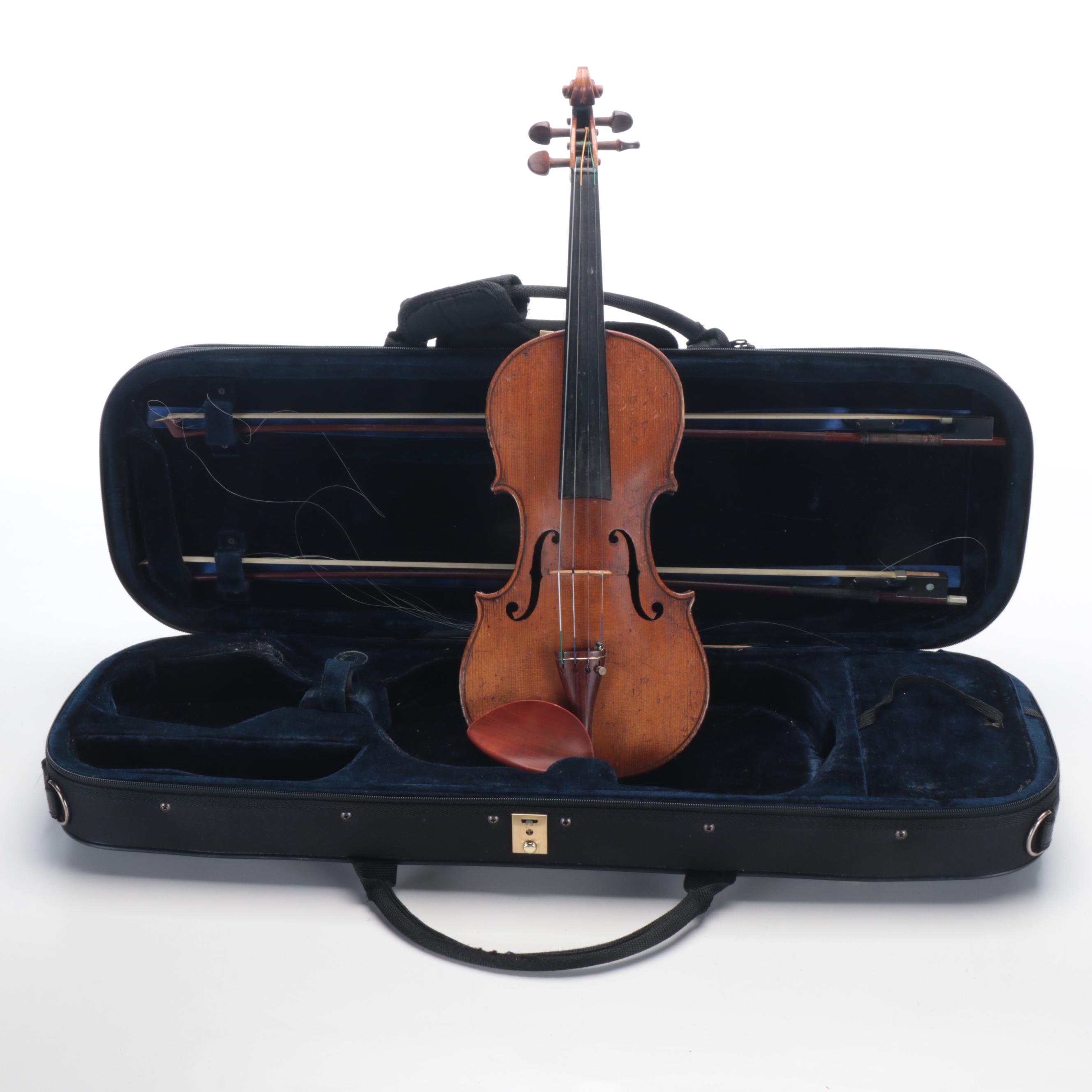 Alban Voigt & Co of Saxony and London Violin with Travel Case and Two ...