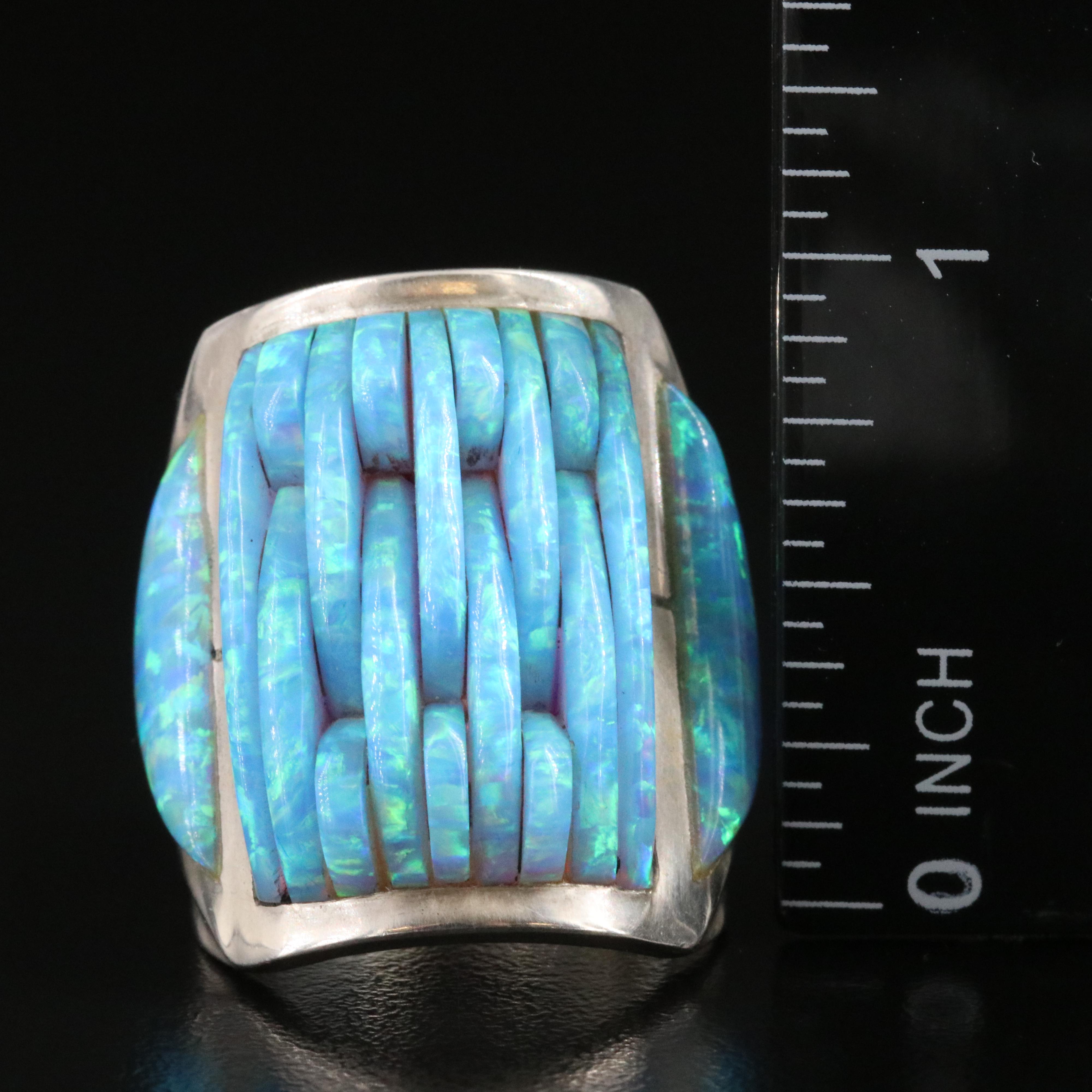 Sterling Opal Ring with Cobblestone Inlay | EBTH