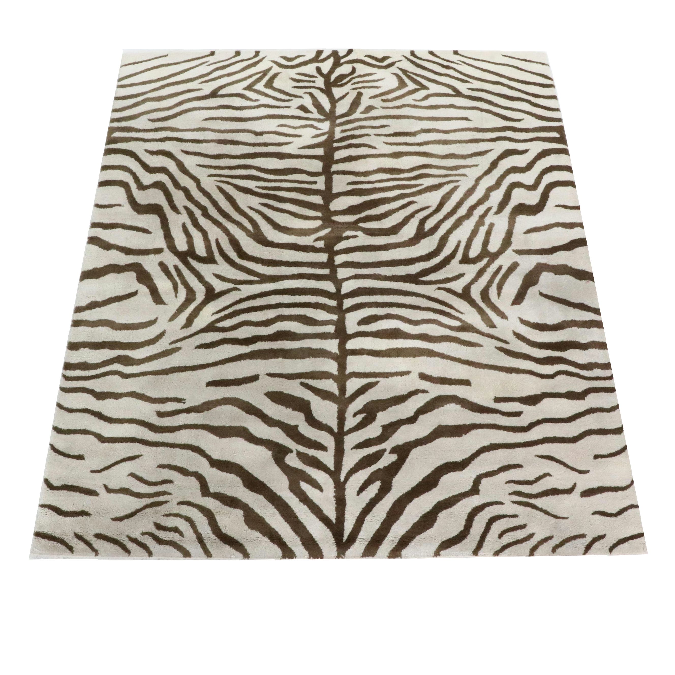 8' x 10' Hand-Tufted Pottery Barn "Zebra" Area Rug | EBTH
